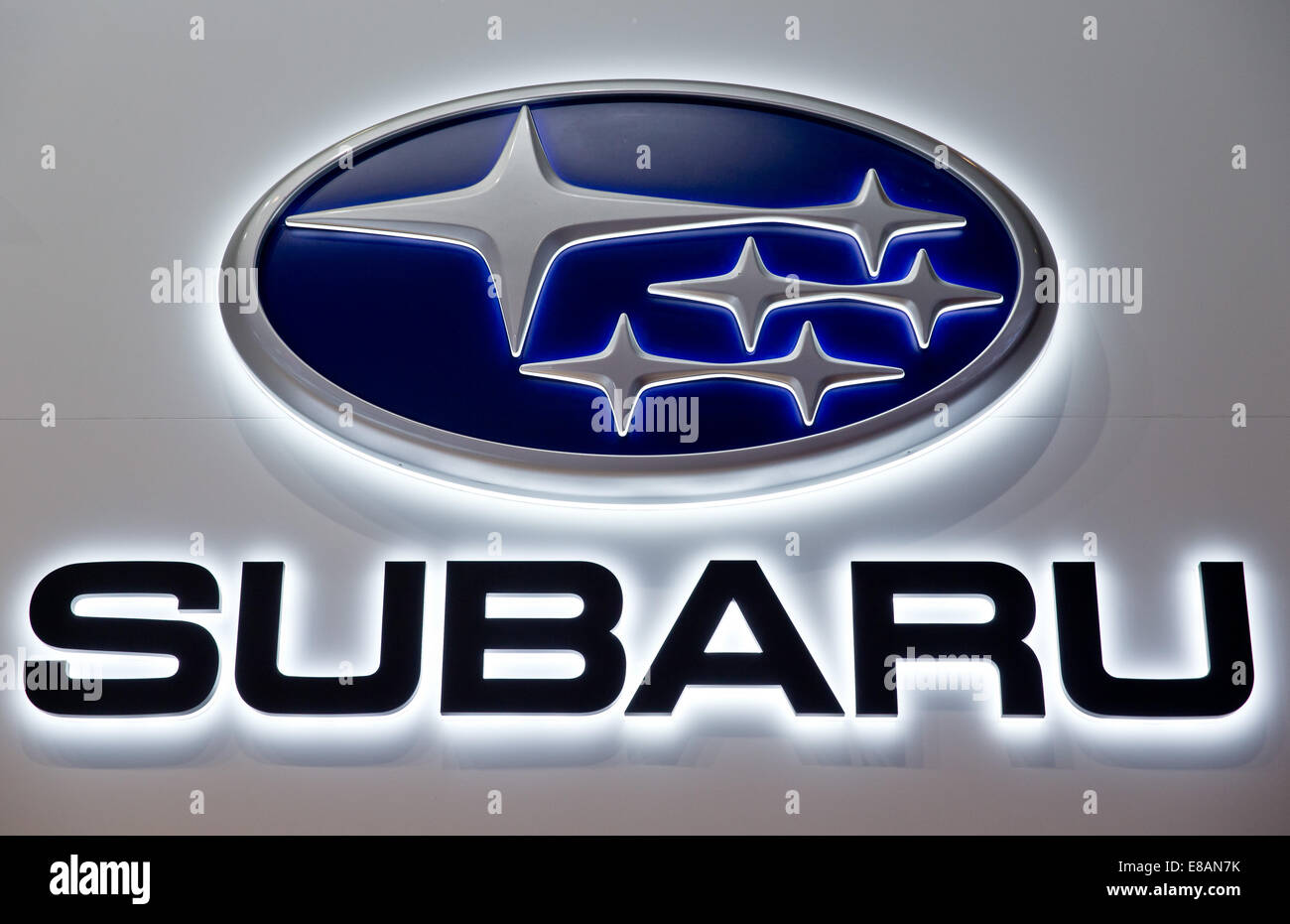 Paris, France. 3rd Oct, 2014. The logo of Subaru is pictured during the ...