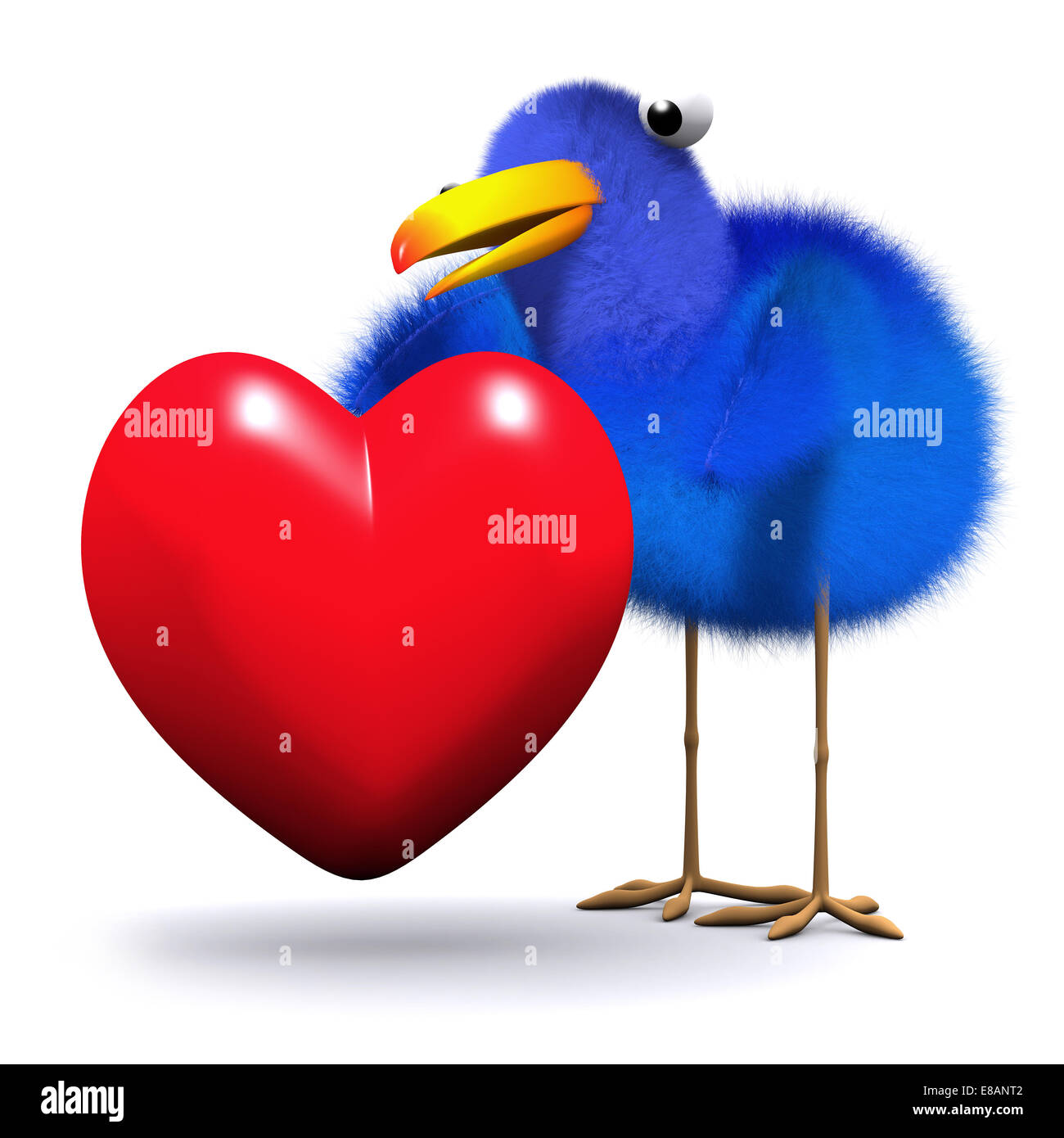 3d render of a bluebird hugging a red heart Stock Photo - Alamy