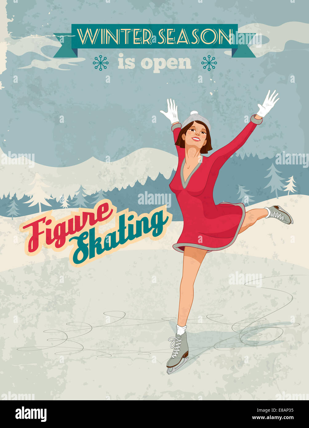 Female ice skating illustration hi-res stock photography and images - Alamy