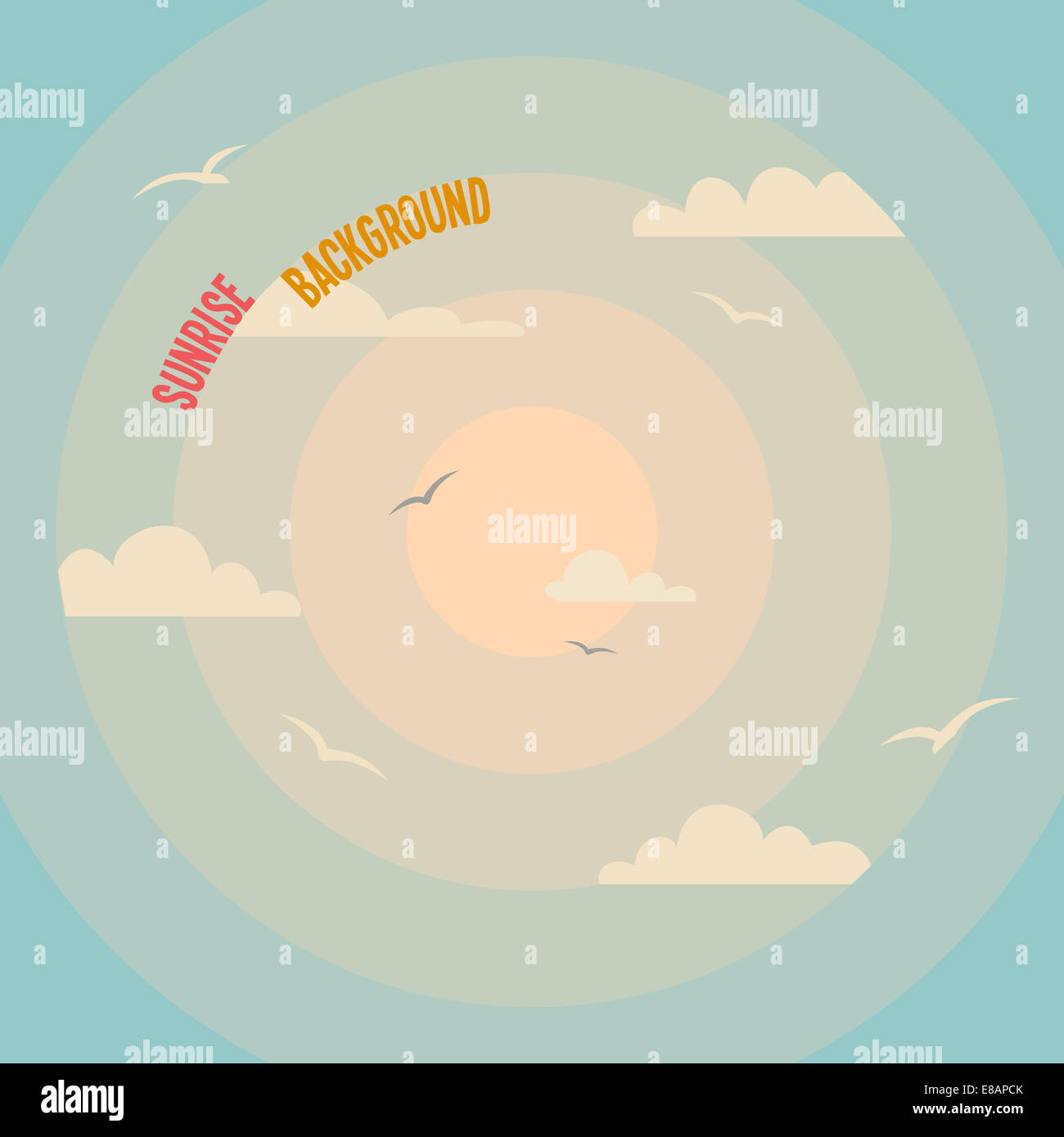 Circles on a sunrise vintage background with a clouds Stock Photo - Alamy