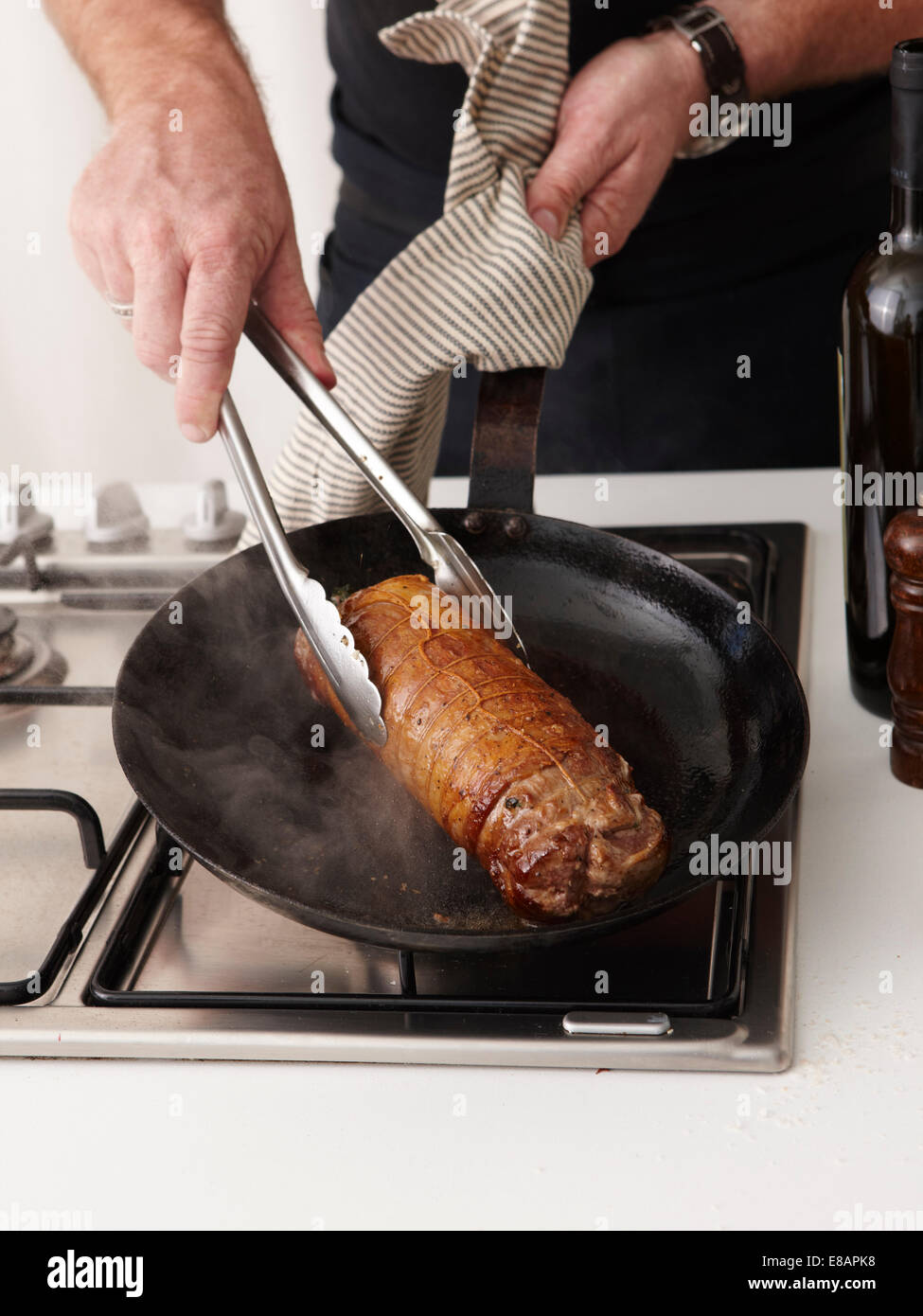 How to make Rolled Rare Lamb Ratatouille Step 08 Stock Photo - Alamy