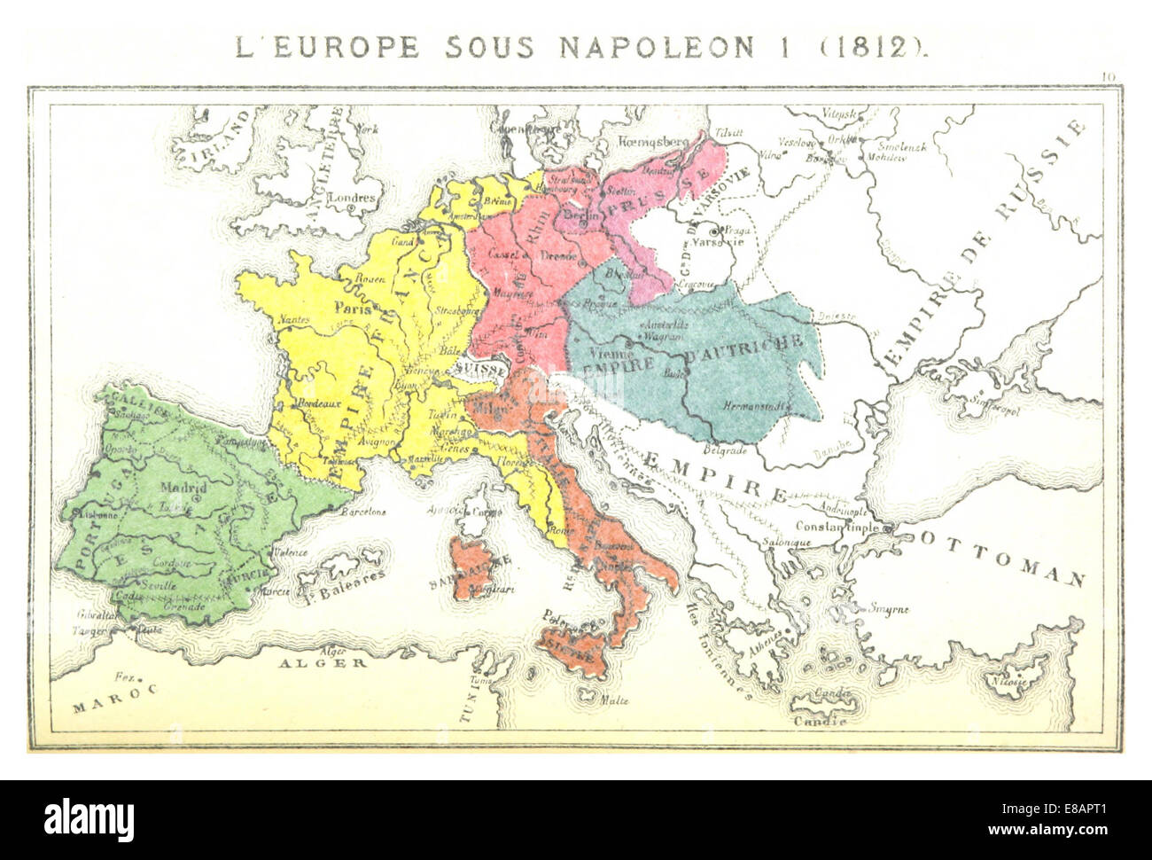 An 1812 map from the work 'L'Europe sous Napoléon I', illustrating the ...