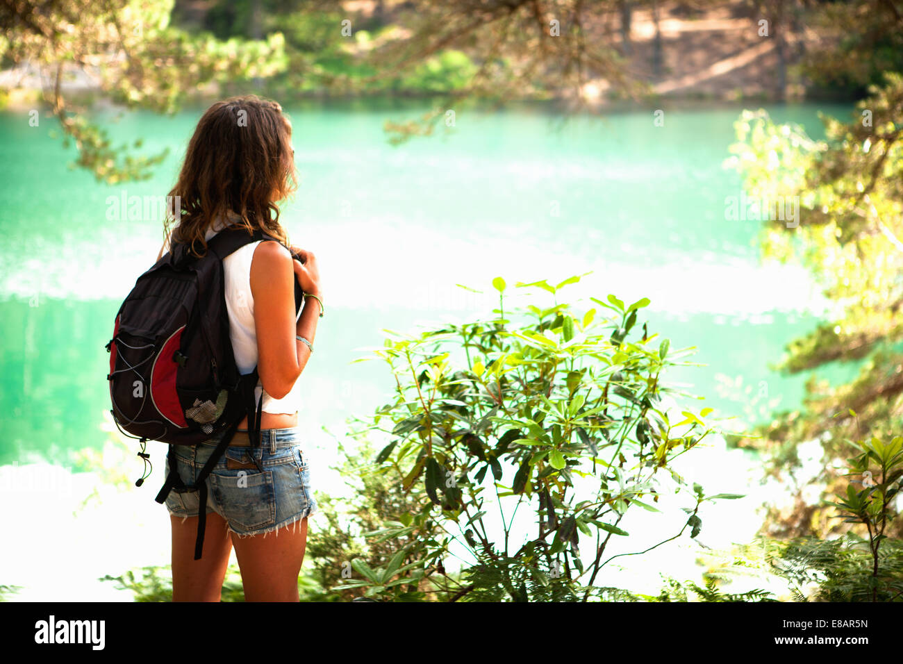 Woman by the Blue Pool, Wareham, Dorset, United Kingdom Stock Photo - Alamy