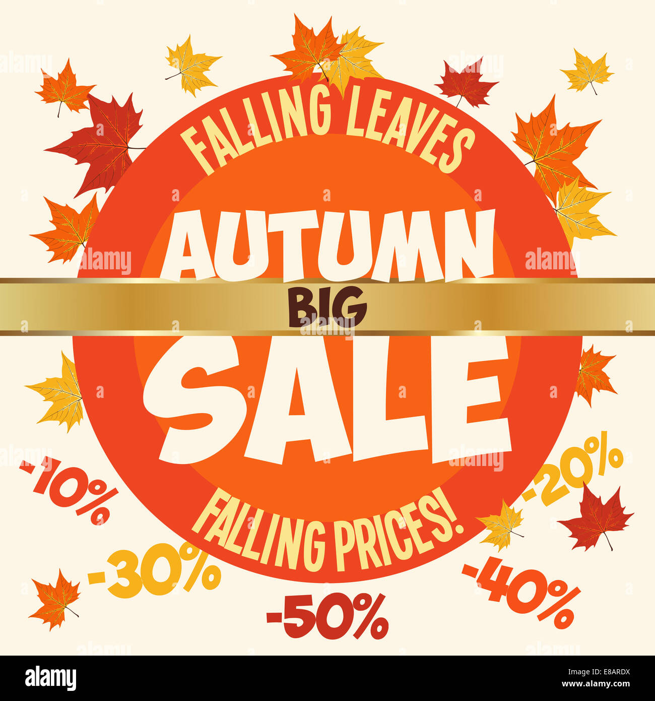 Poster of big autumn sale and falling prices Stock Photo - Alamy