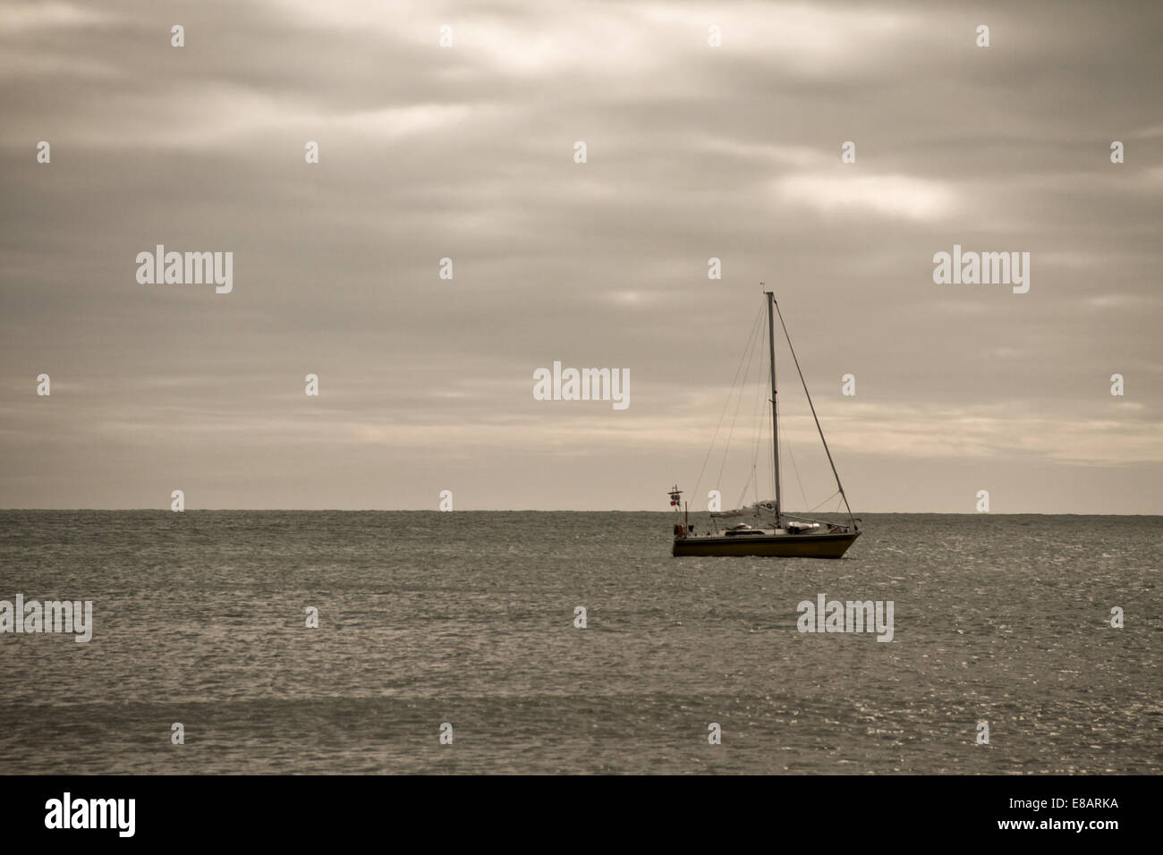 Sailboat anchored at Aberdaron wales Stock Photo - Alamy