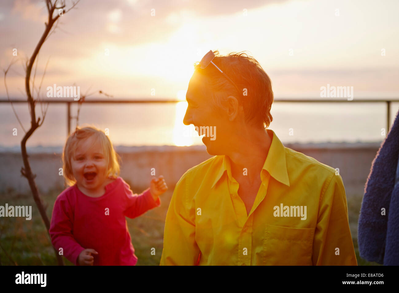 Father and daughter laughing Stock Photo - Alamy
