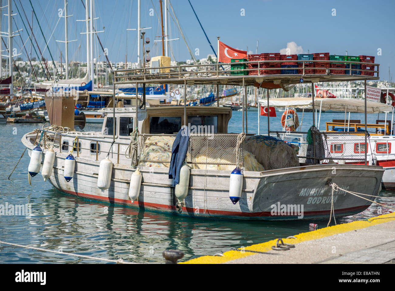 Boats in Bodrum port Turkey Stock Photo - Alamy