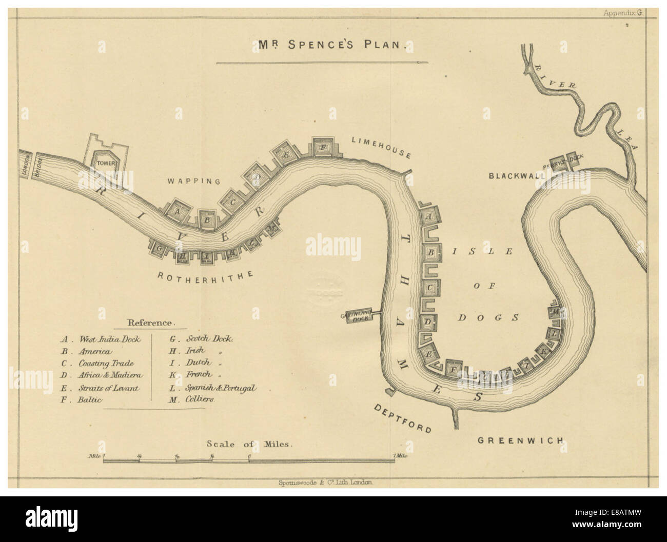 This sketch titled 'Spence's Plan' illustrates a detailed layout or map ...