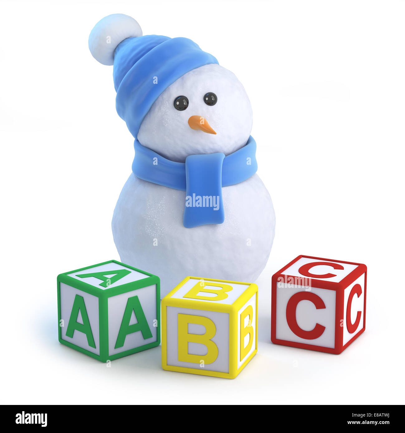 3d render of a snowman with alphabet blocks Stock Photo - Alamy
