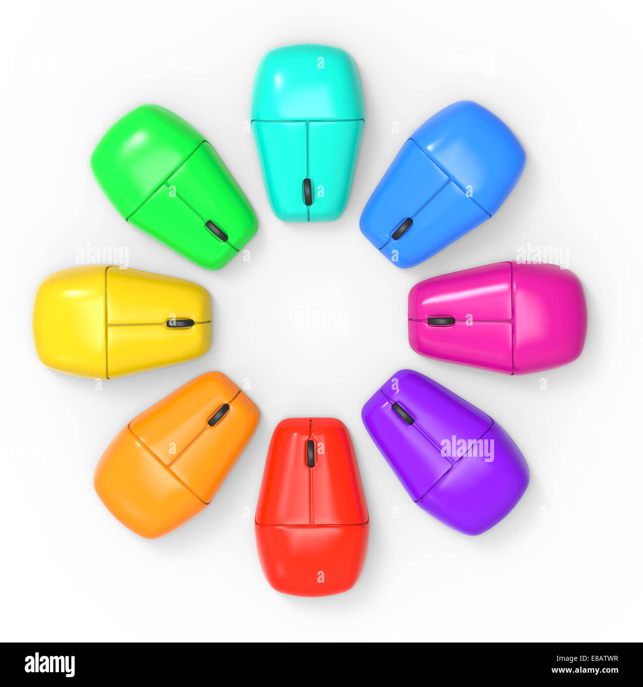 3d render of colored computer mice Stock Photo - Alamy