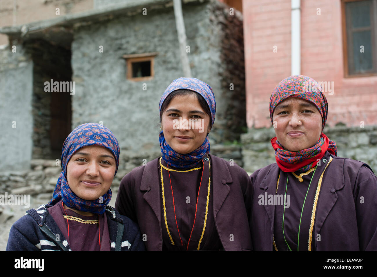 young village Girls are smiling for photographs Stock Photo - Alamy