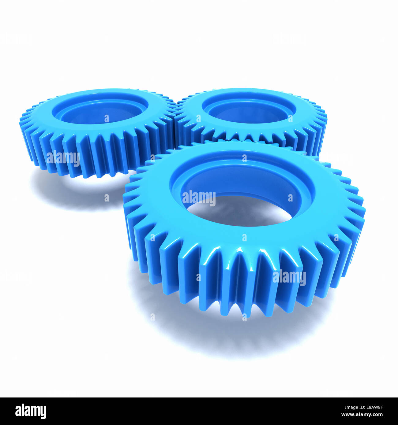 3d render of blue plastic gear cogs Stock Photo - Alamy