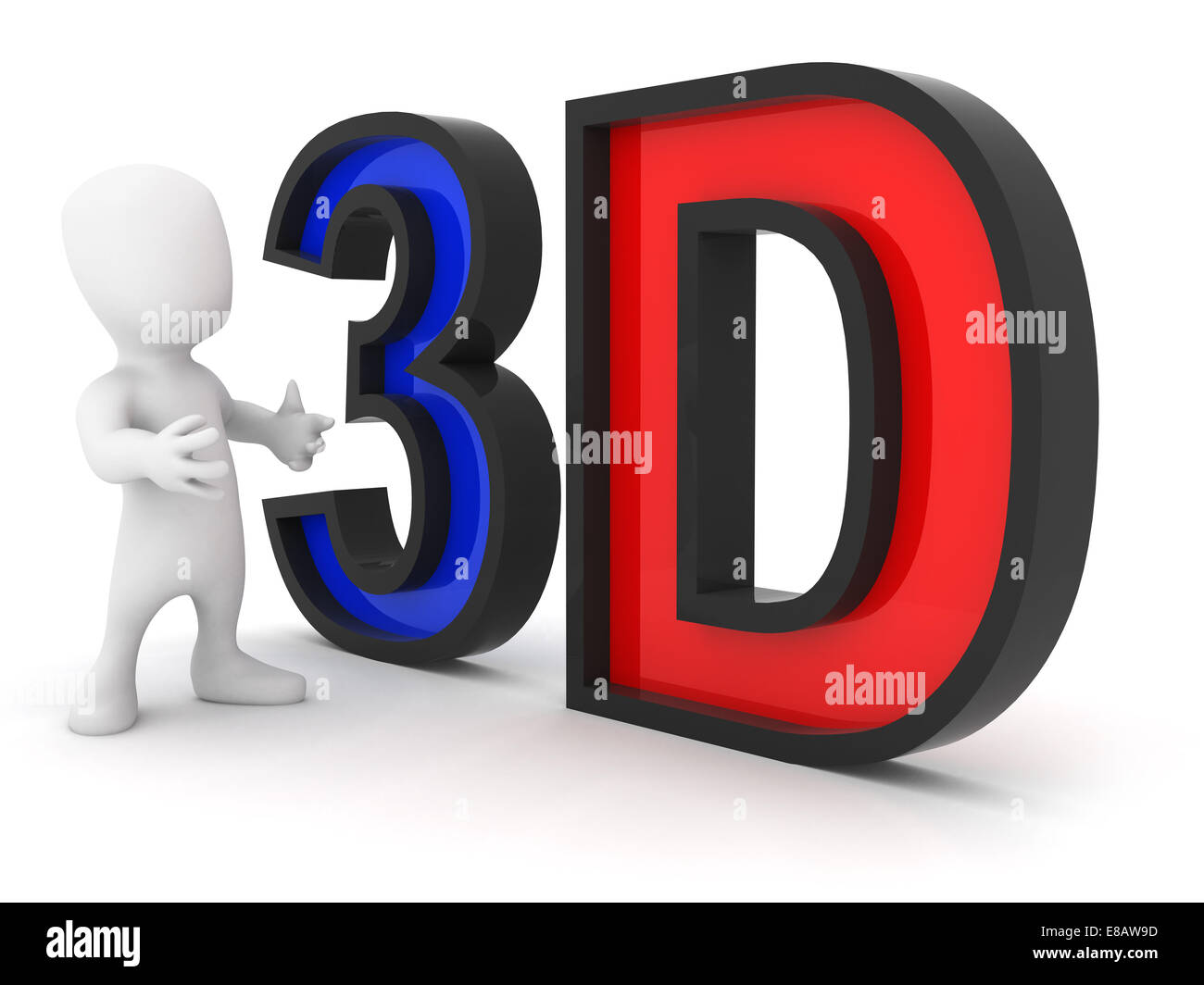 3d render of a little person with a 3d sign Stock Photo - Alamy
