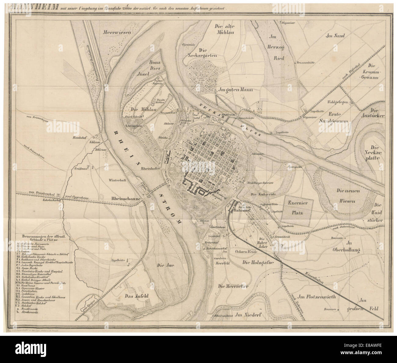 This 19th-century illustration depicts the city of Mannheim and its ...