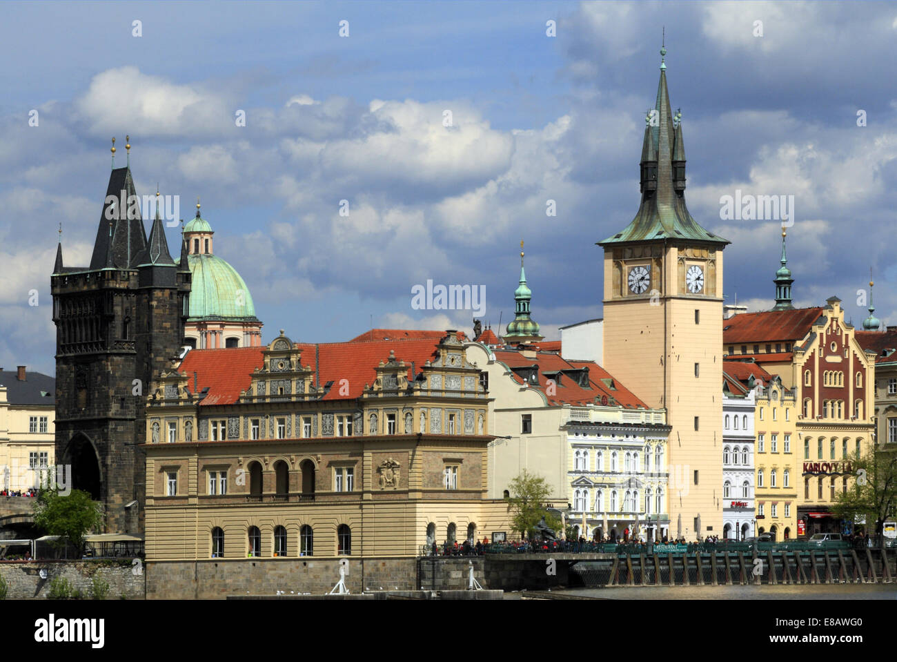 Colored buildings near the Charles Bridge in Prague, Czech Republic ...