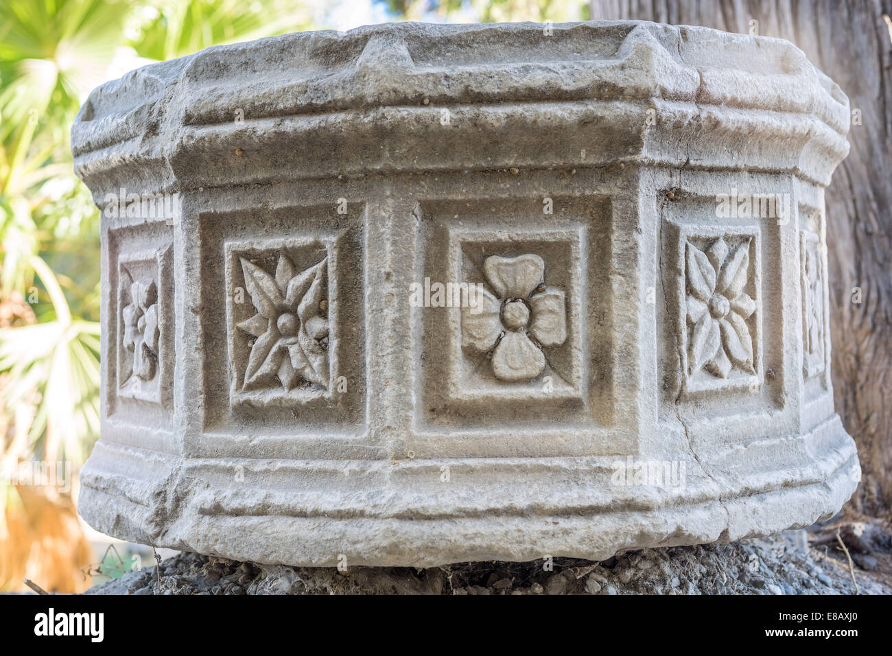 Carved ancient roman column's base city of Kos Stock Photo - Alamy