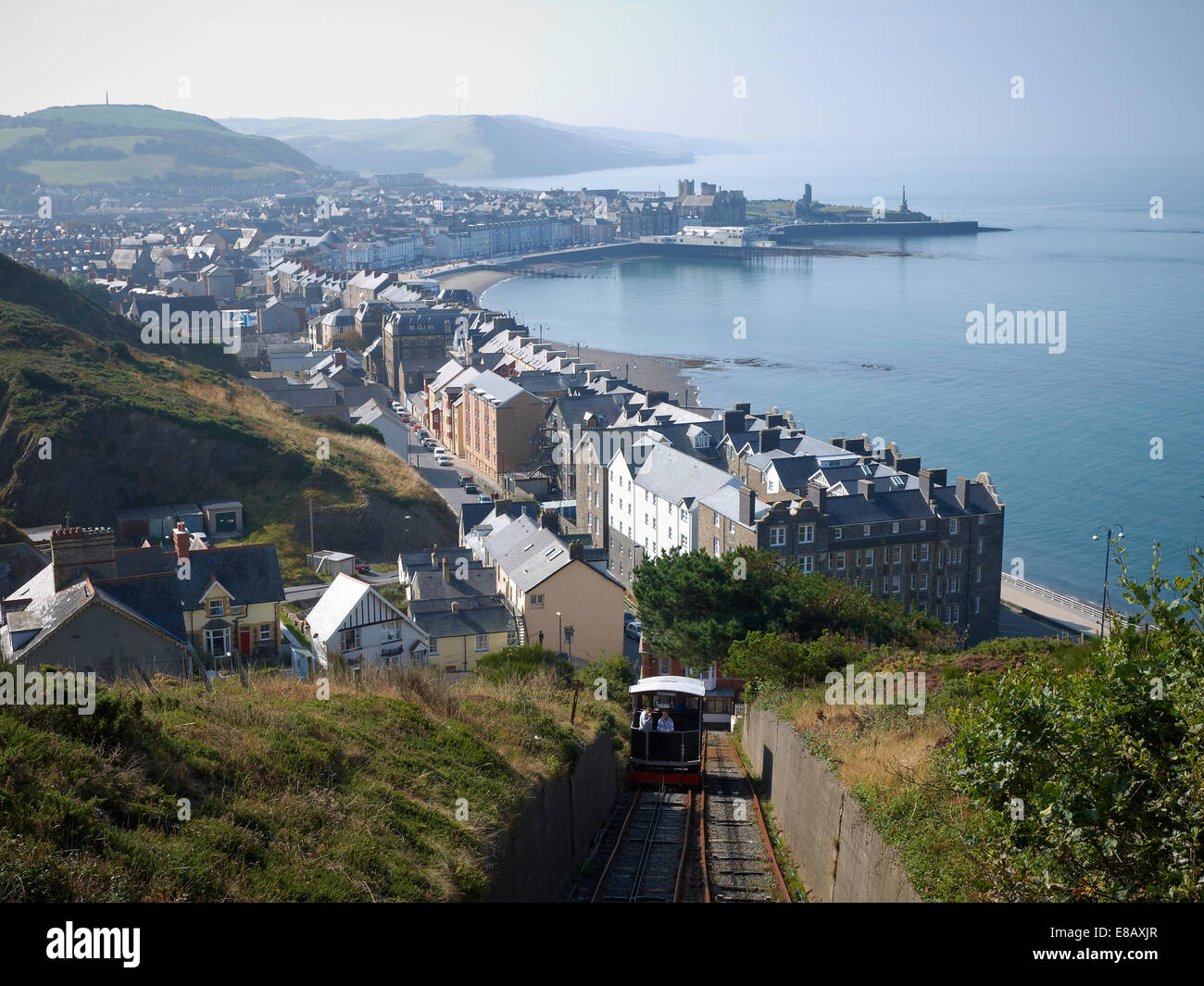Early morning view of Aberystwyth with Cliff Railway as seen from ...