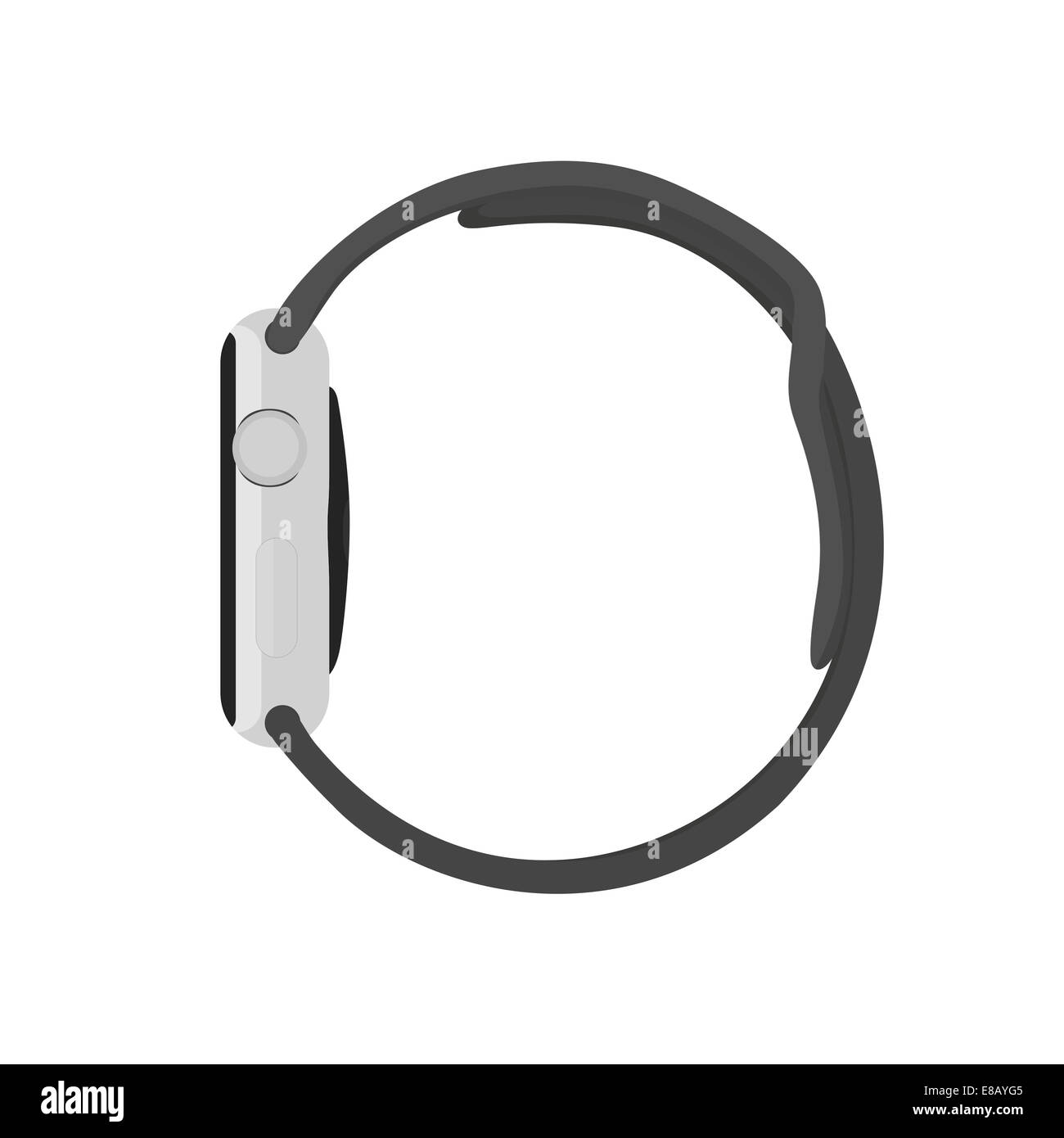 Flat design illustration of Apple watch sport, space gray band Stock ...