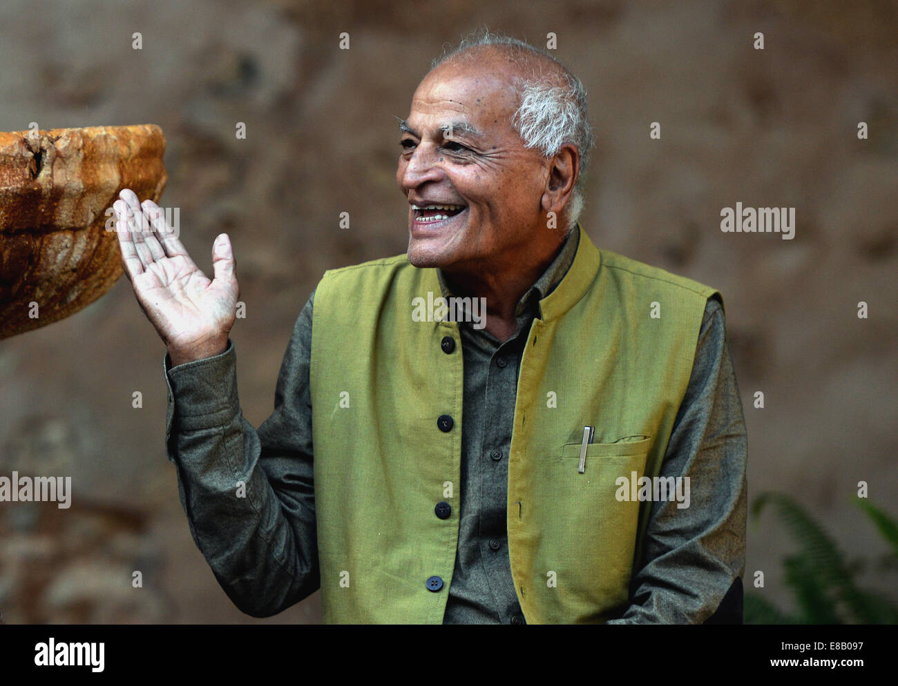 The Indian activist Satish Kumar gives a speech in Mallorca of the ...