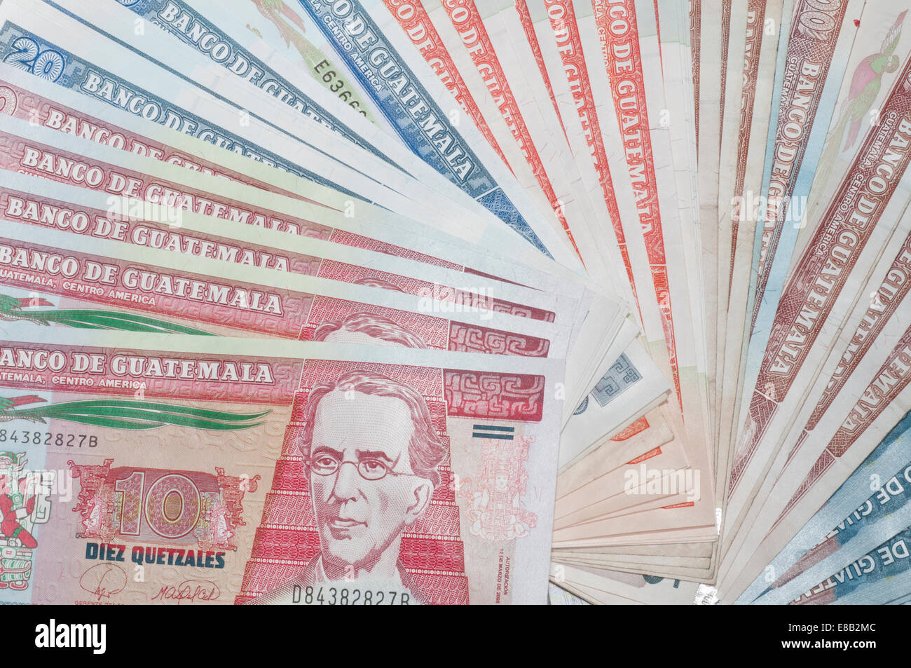 Selection of different Guatemalan quetzales, bank notes, currency Stock ...