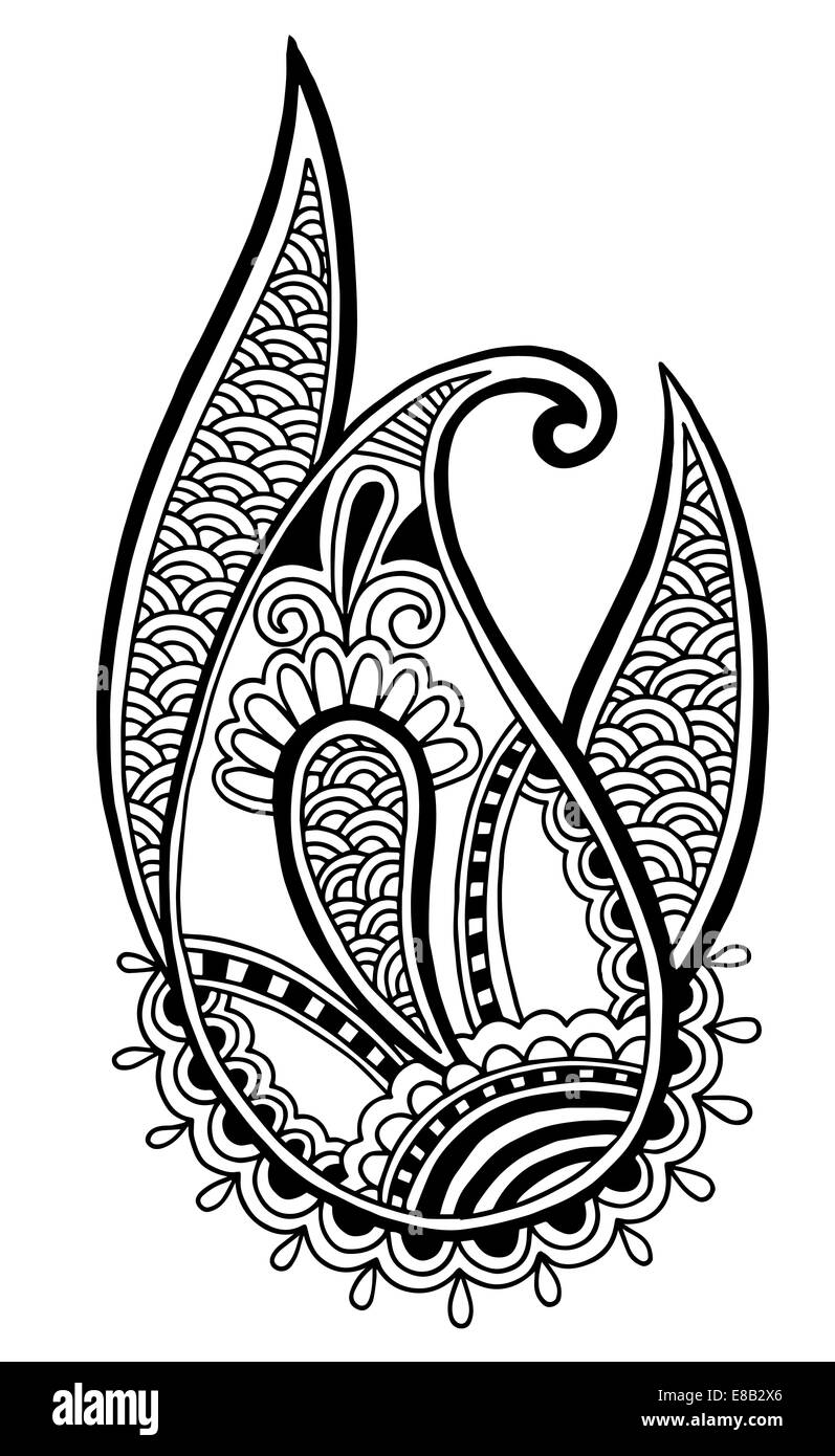black line art ornate flower design collection Stock Photo - Alamy