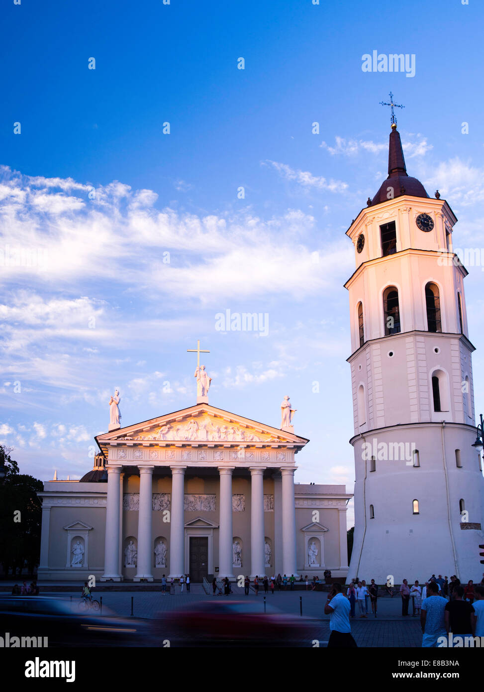 Sunset view of the Vilnius Cathedral & Clock Tower, Vilnius, Lithuania ...