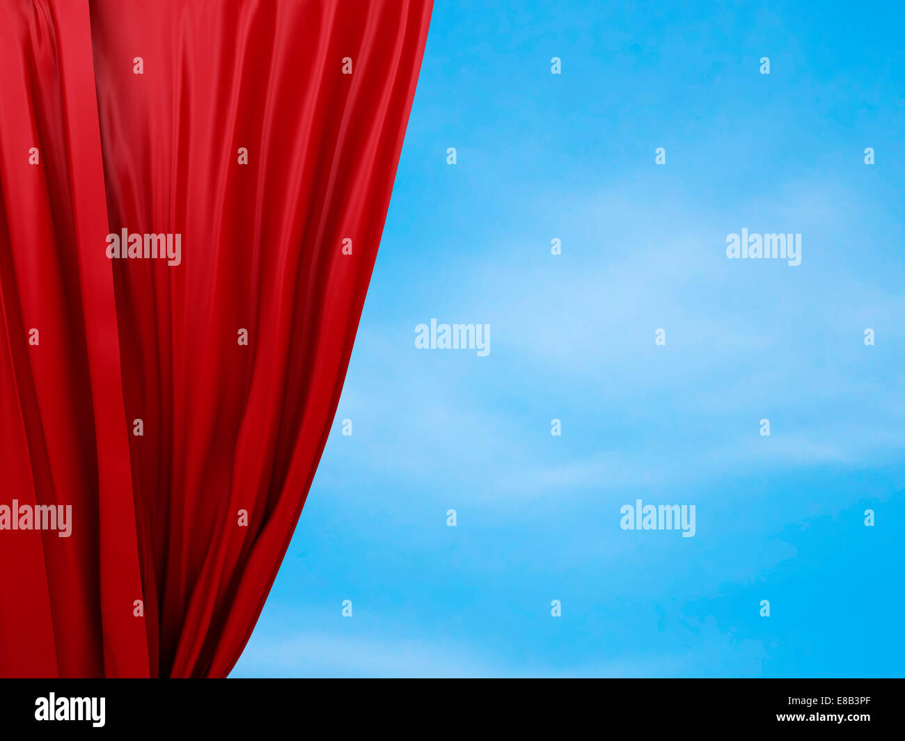 image of opening red curtain with blue sky. free concept Stock Photo ...