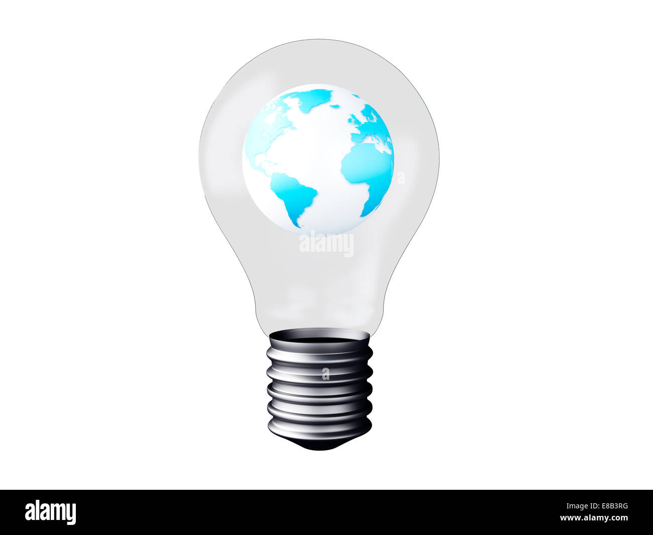 light bulb with earth planet on white background 3d illustration Stock ...