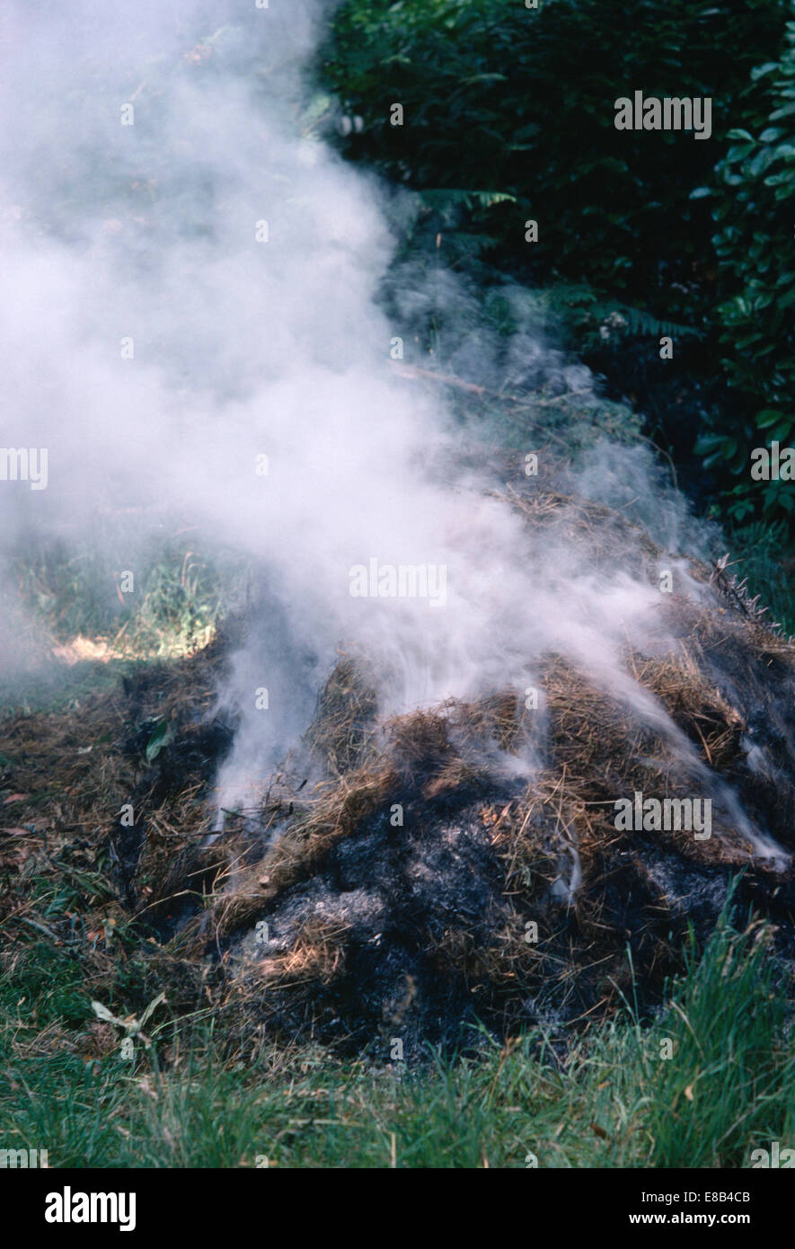Close up of a bonfire in the garden Stock Photo - Alamy
