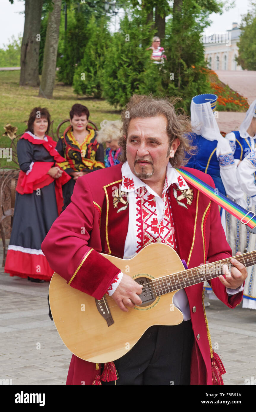 The Belarus folklore groups dance and sings on streets in Vitebsk Stock ...