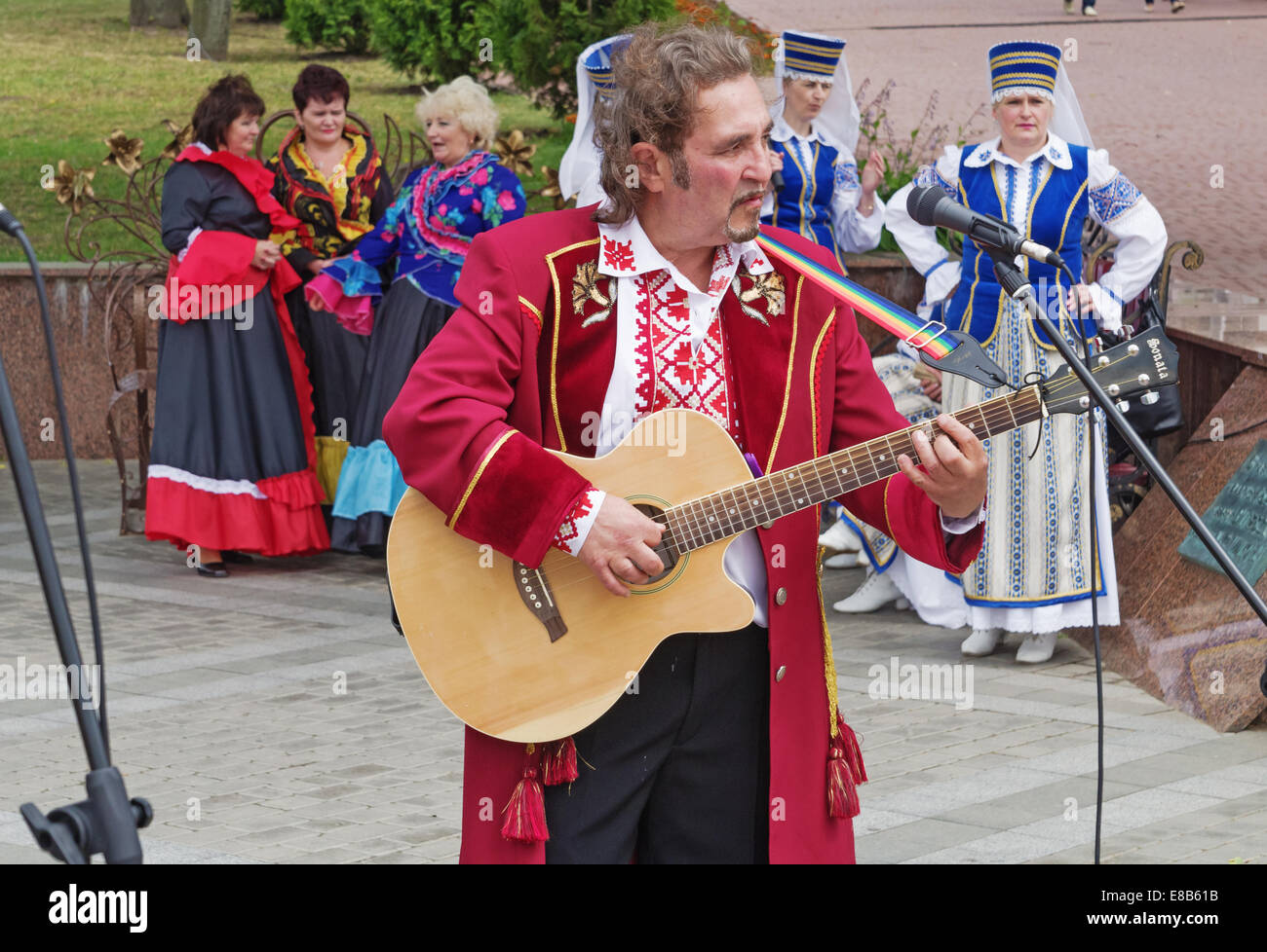 The Belarus folklore groups dance and sings on streets in Vitebsk Stock ...