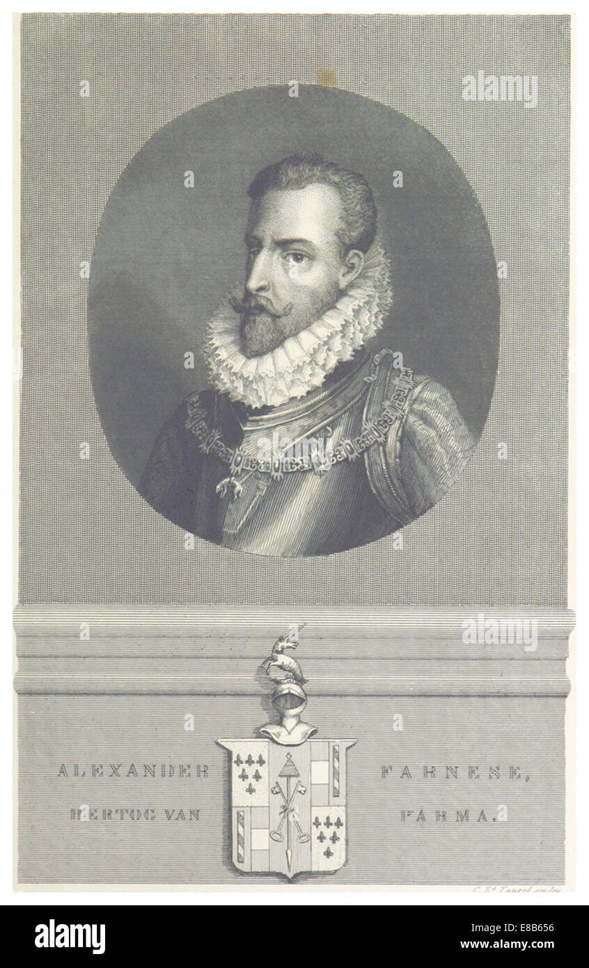 An 1807 illustration depicting Alexander Farnese, Duke of Parma ...