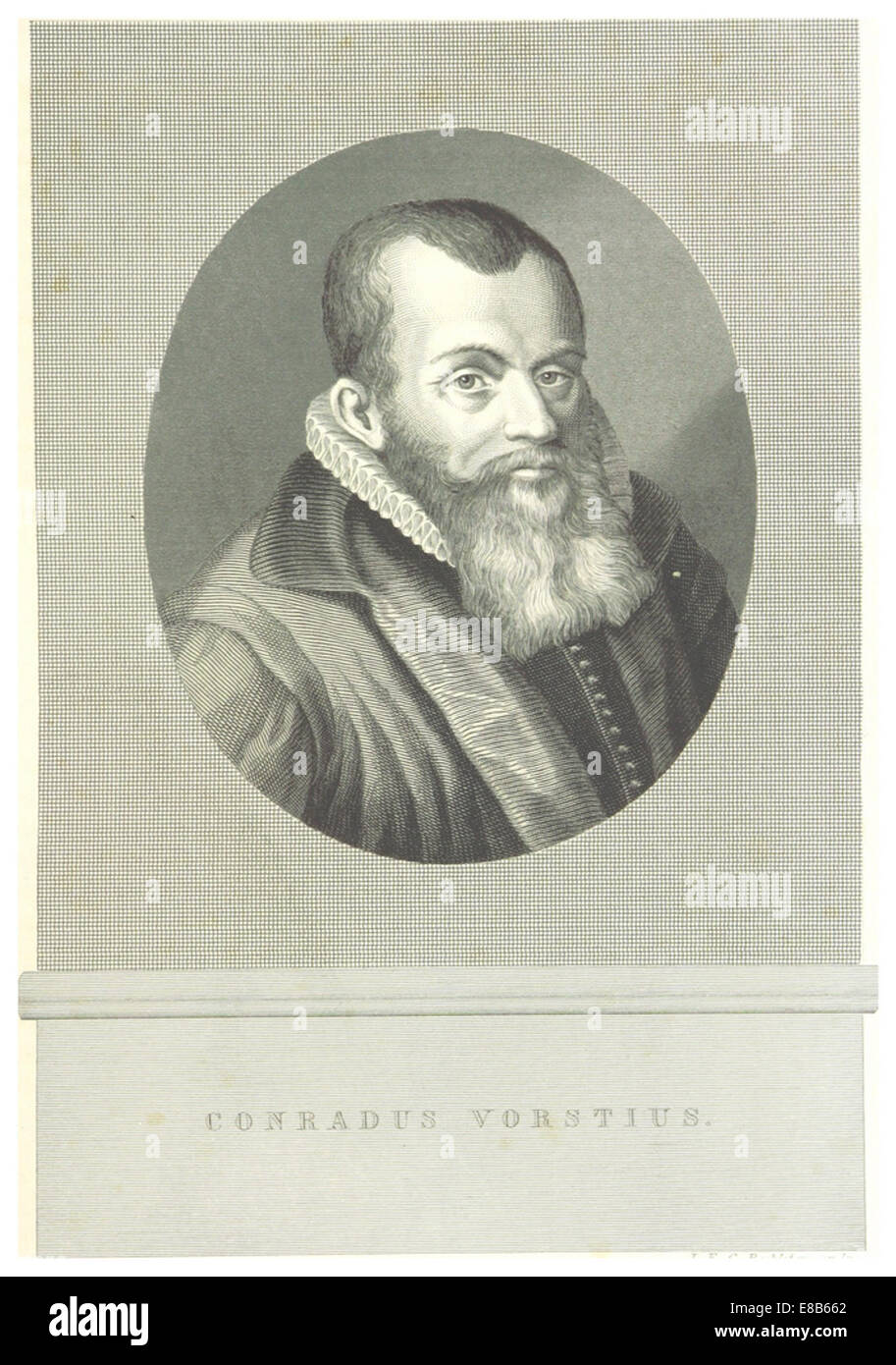 This 1909 illustration by Arend depicts Conradus Vorstius, a figure ...