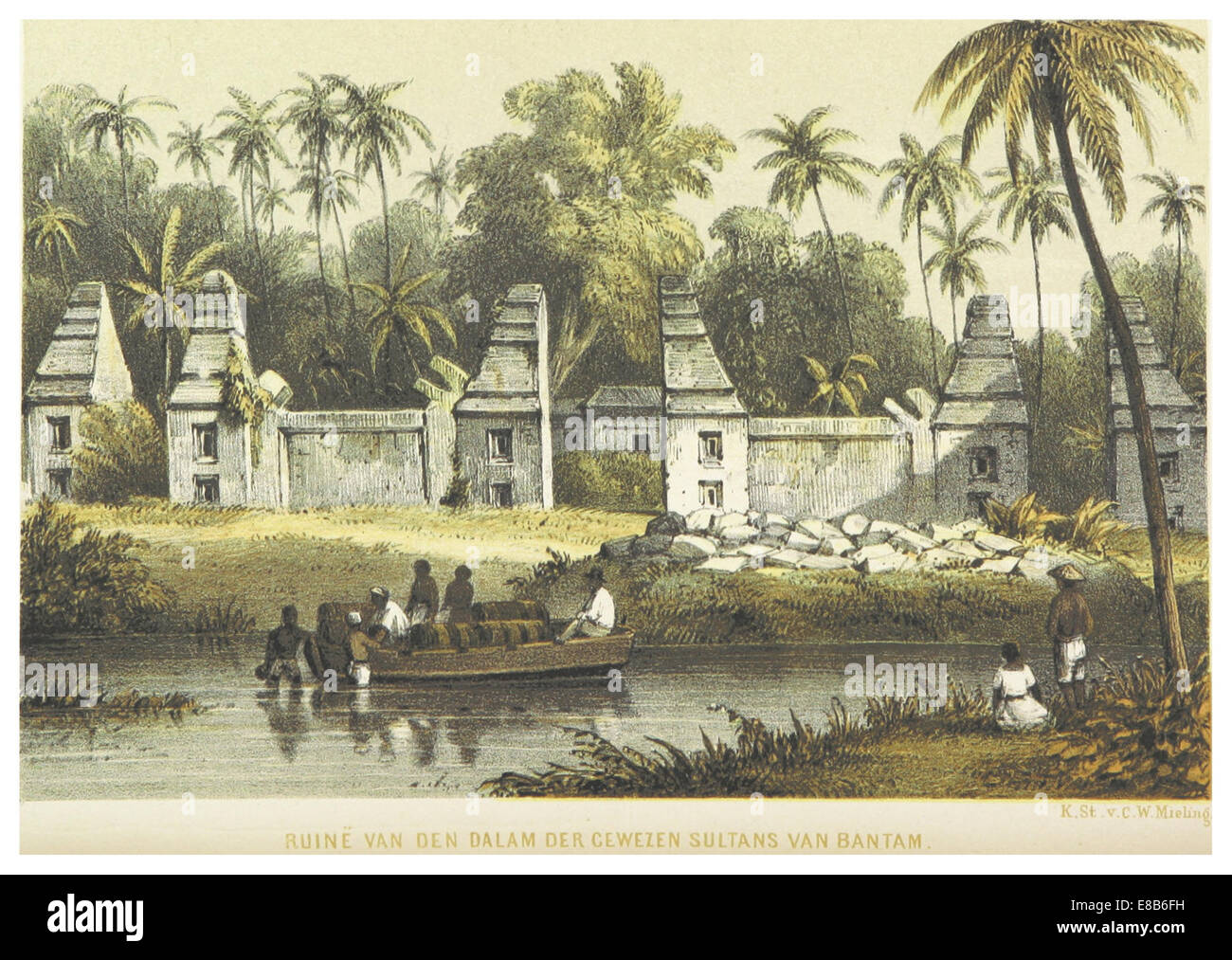 An illustration from Buddingh's work depicting the ruins of the Sultan ...