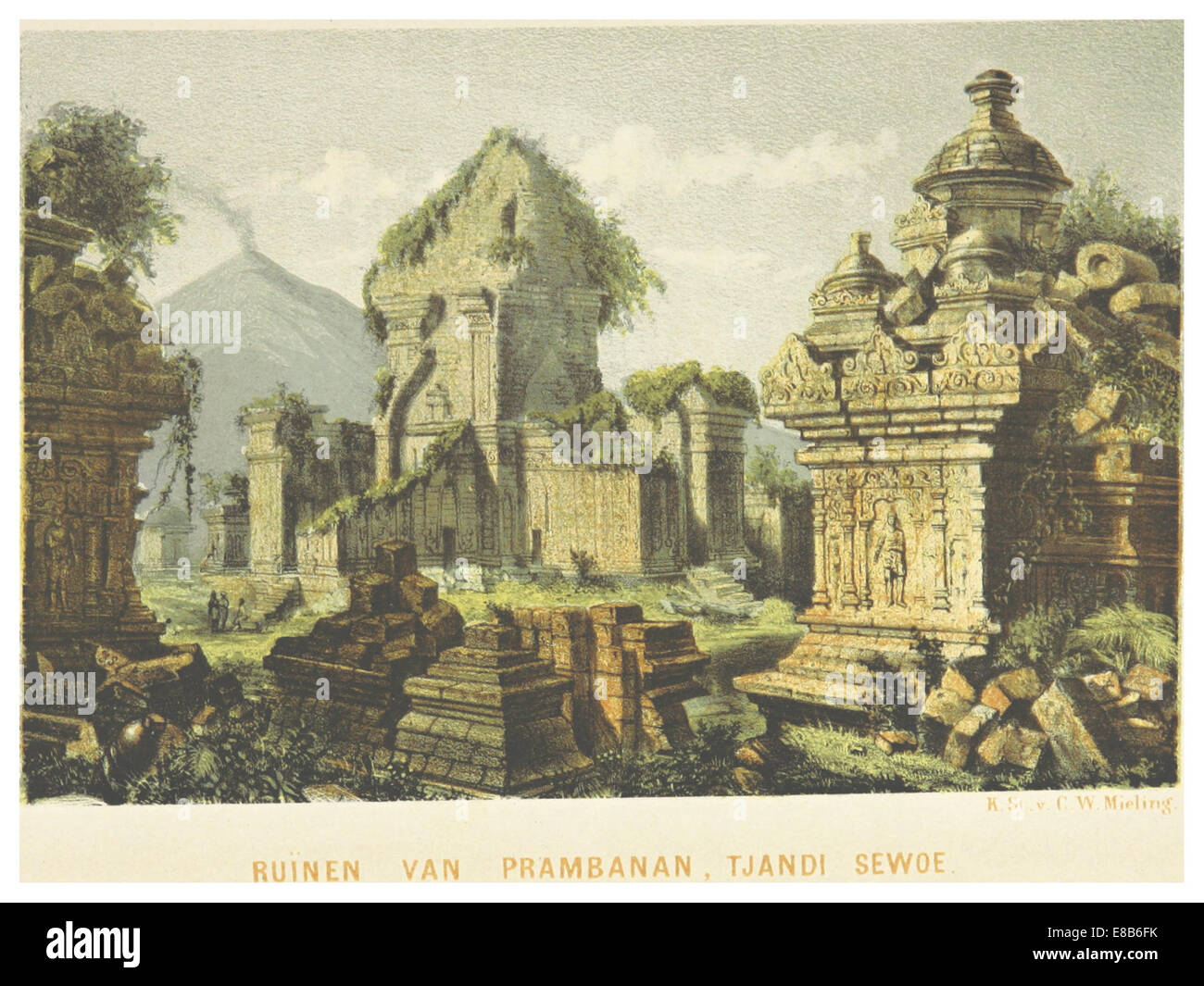 This illustration by Buddingh depicts the ruins of *Prambanan* and the ...