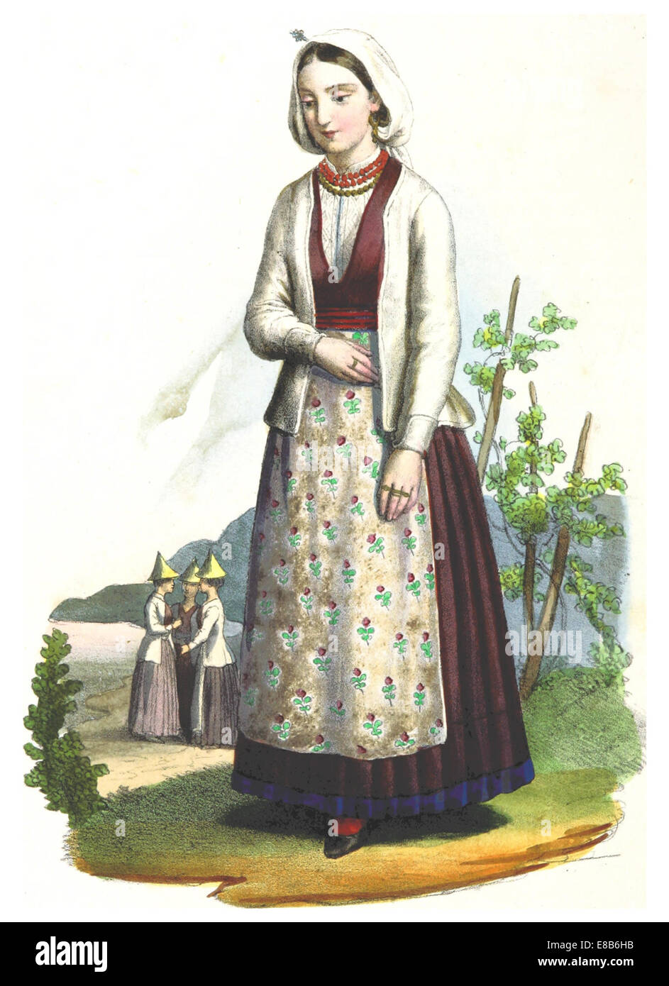 This 1846 illustration by Carrara depicts a young woman from Pago ...