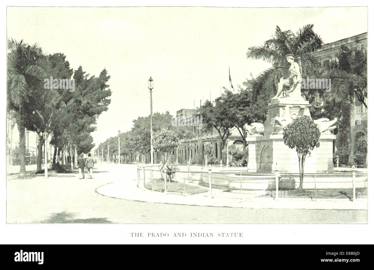 This 1899 drawing by Clark shows The Prado and the Indian Statue in ...