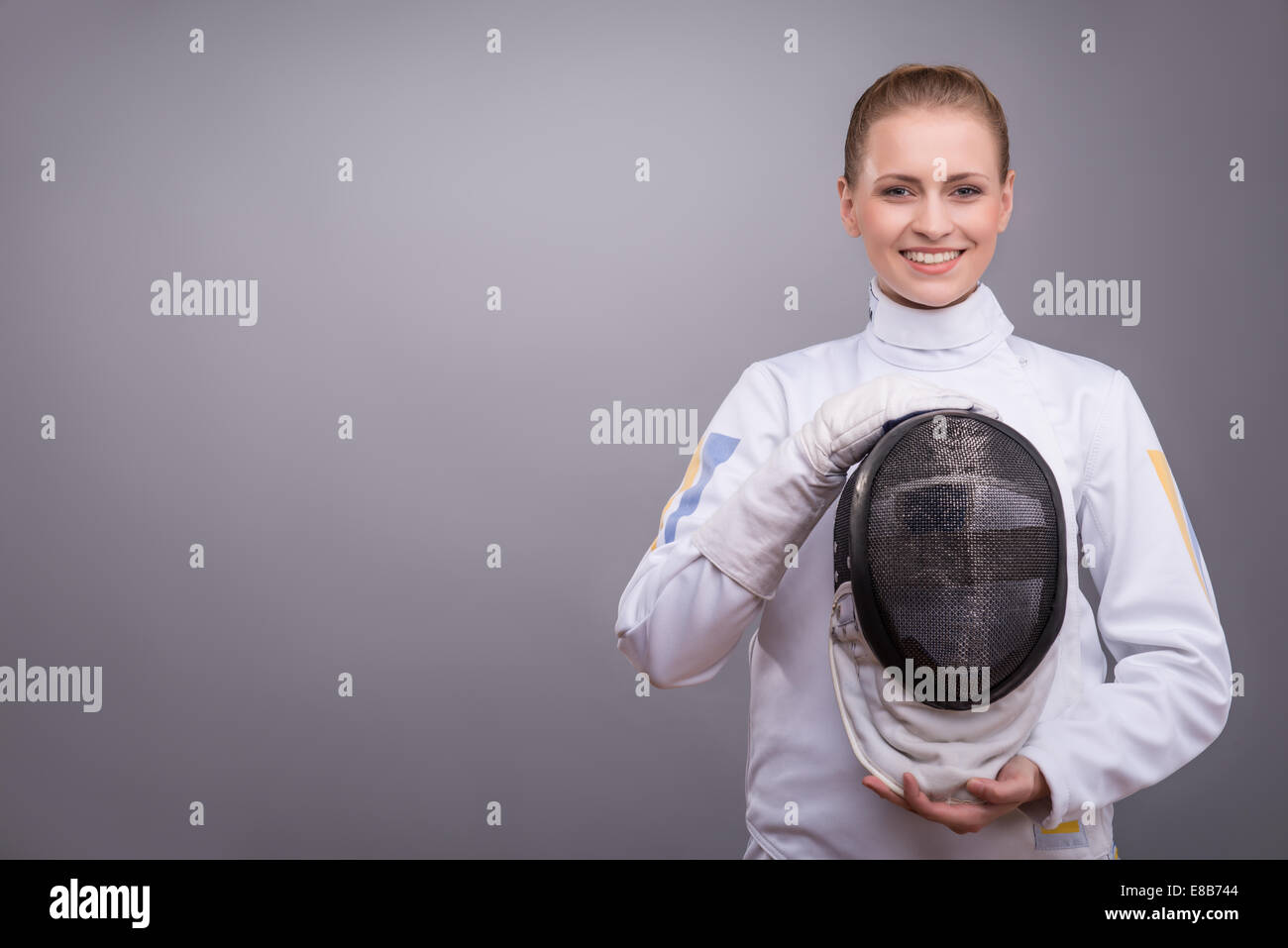 Laughing Blond Young Woman Fence High Resolution Stock Photography and Images - Alamy