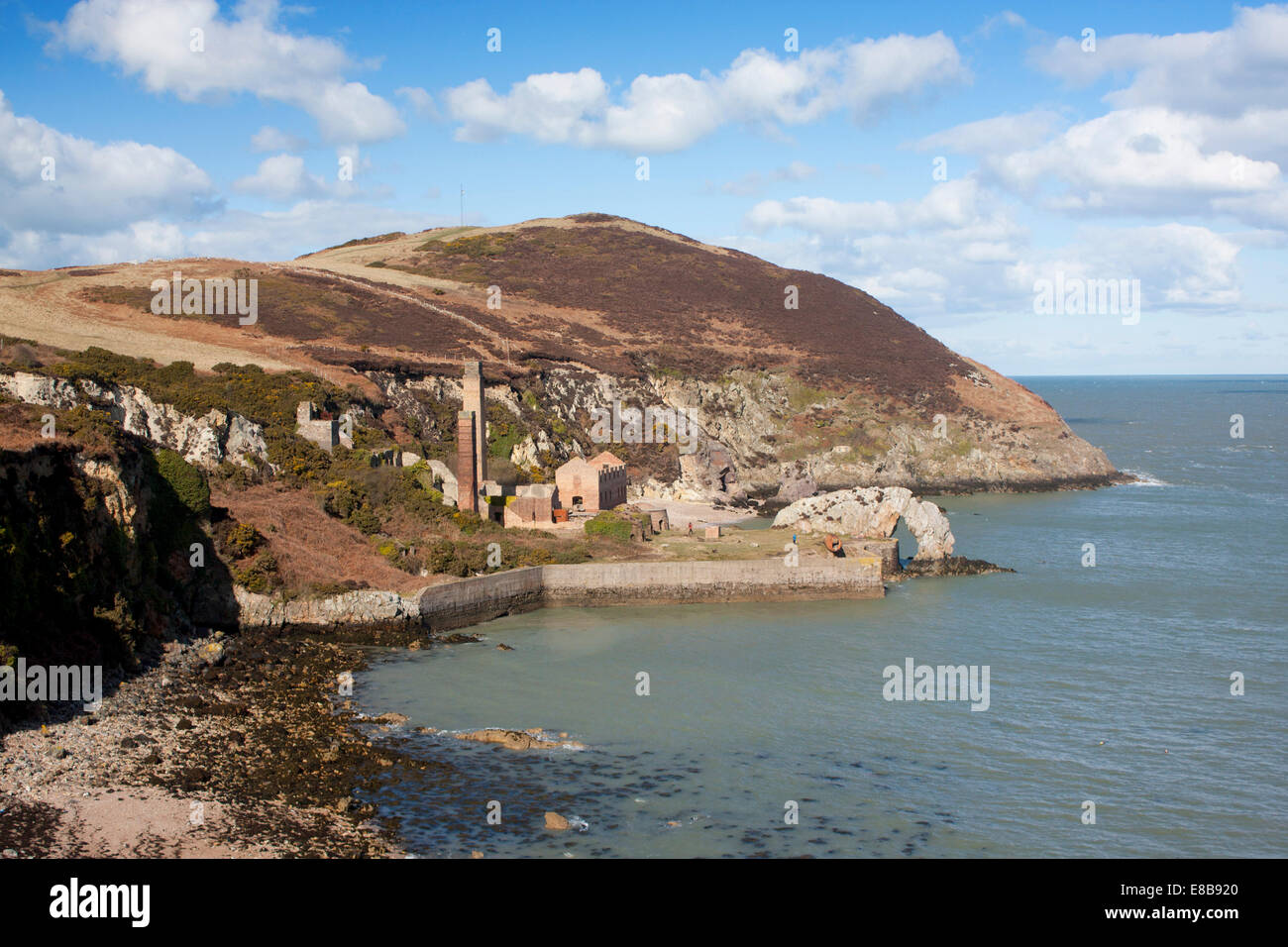 Porth Wen Brickworks and bay North coast of Anglesey North Wales UK ...