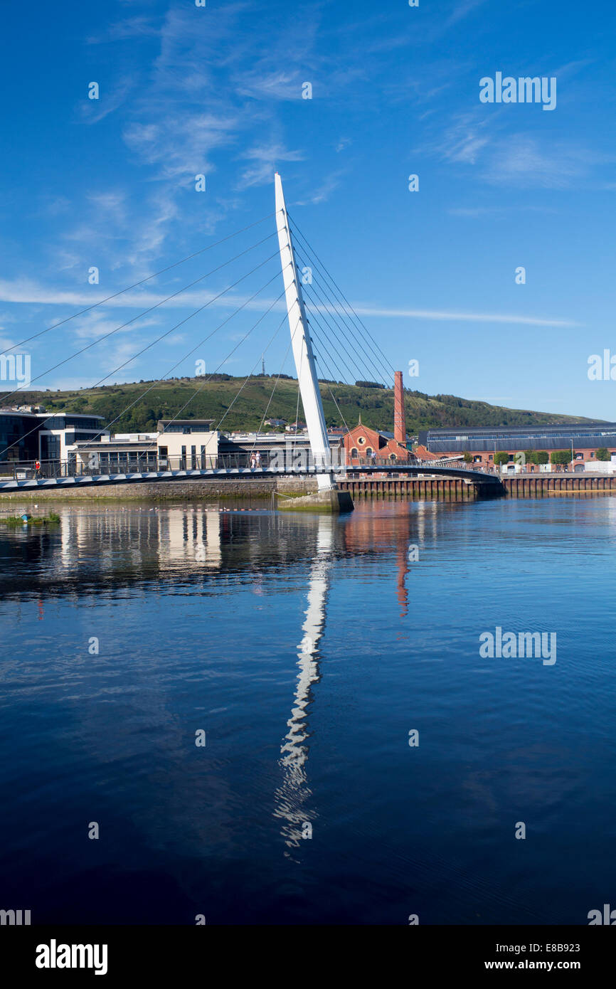 SA1 district Sail Bridge river Tawe and office buildings in late ...