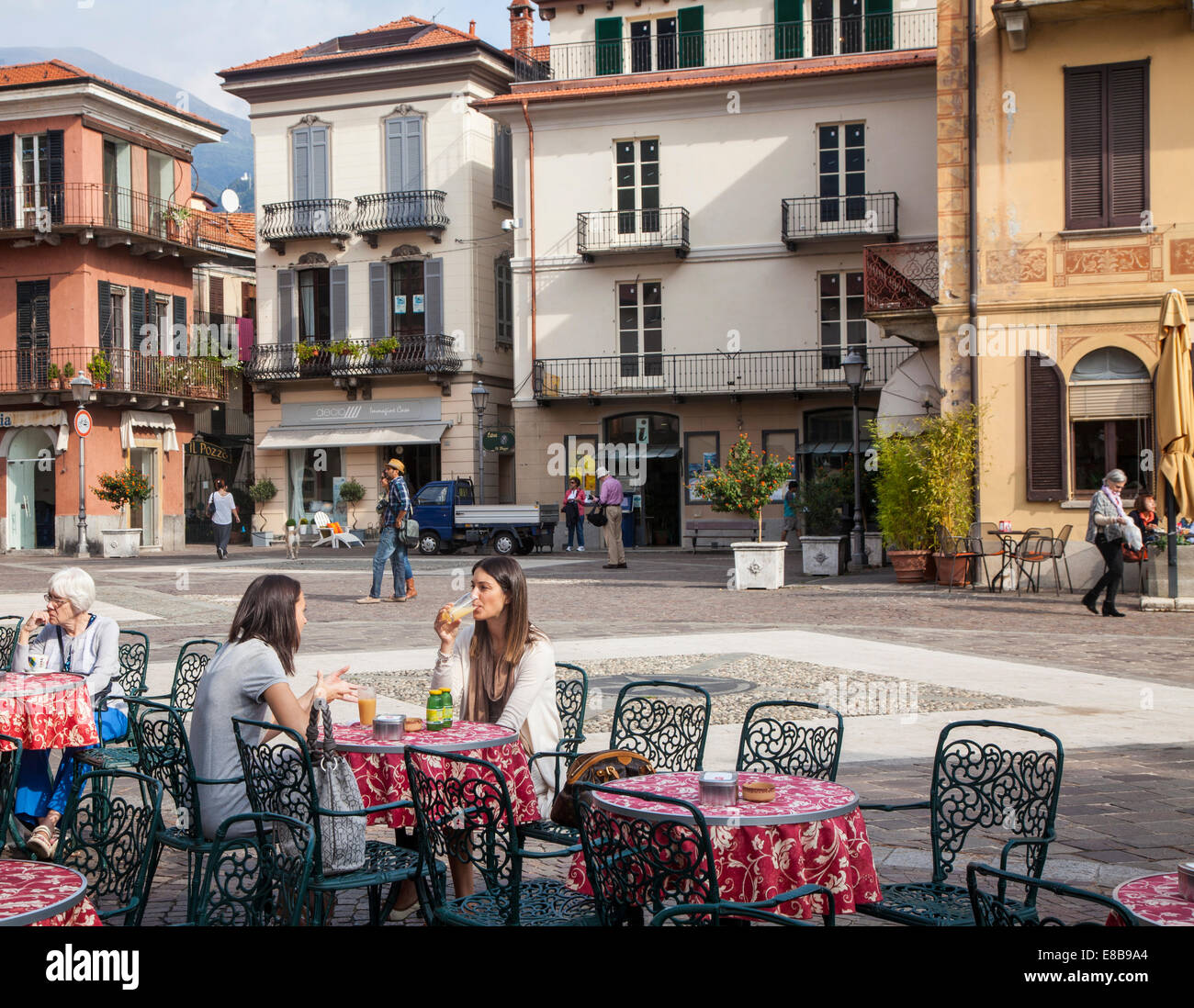 Enjoying a drink at a cafe in Menaggio, Lake Como, Lombardy, Italy ...