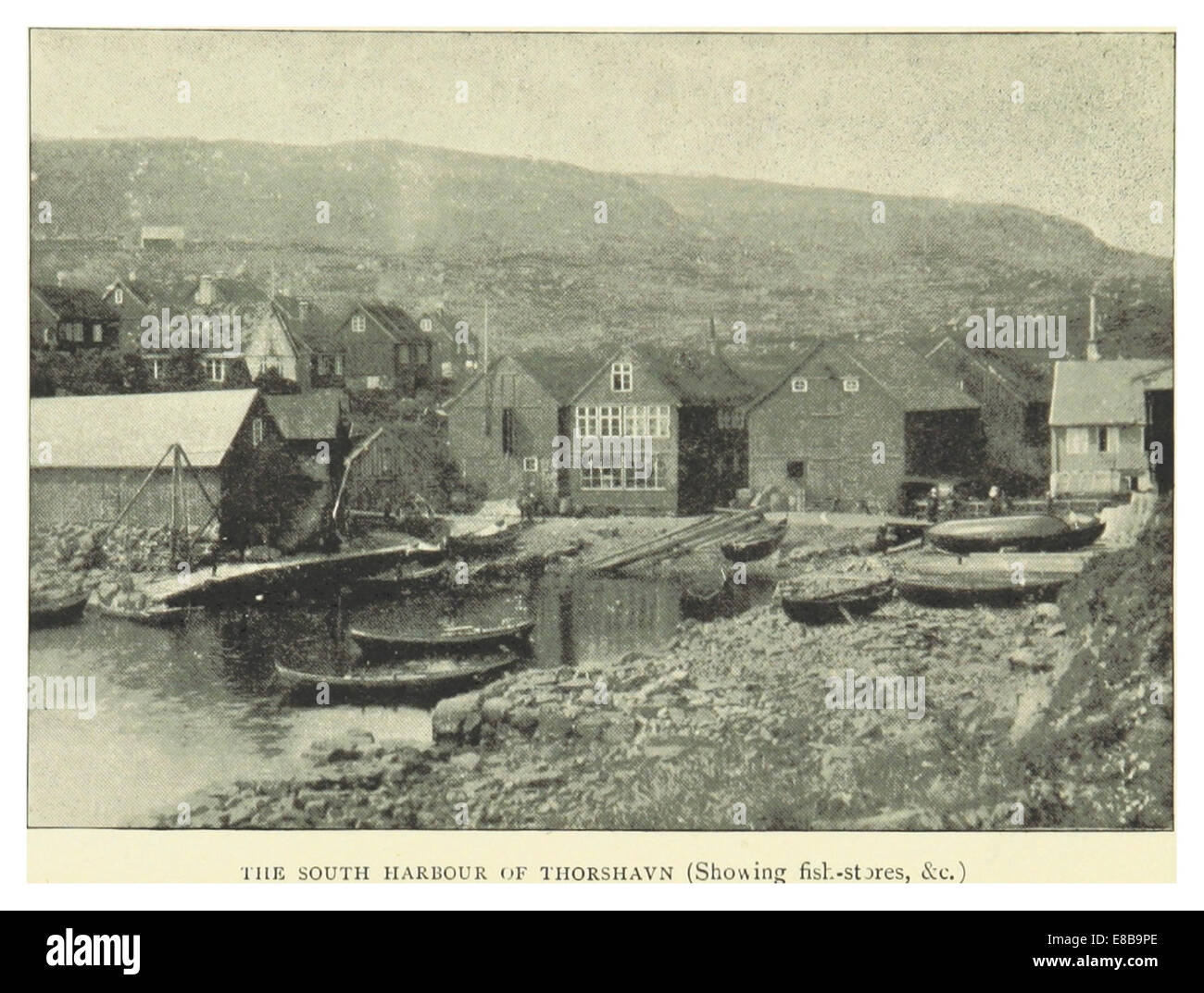 A 1898 illustration of the South Harbour in Tórshavn, the capital of ...