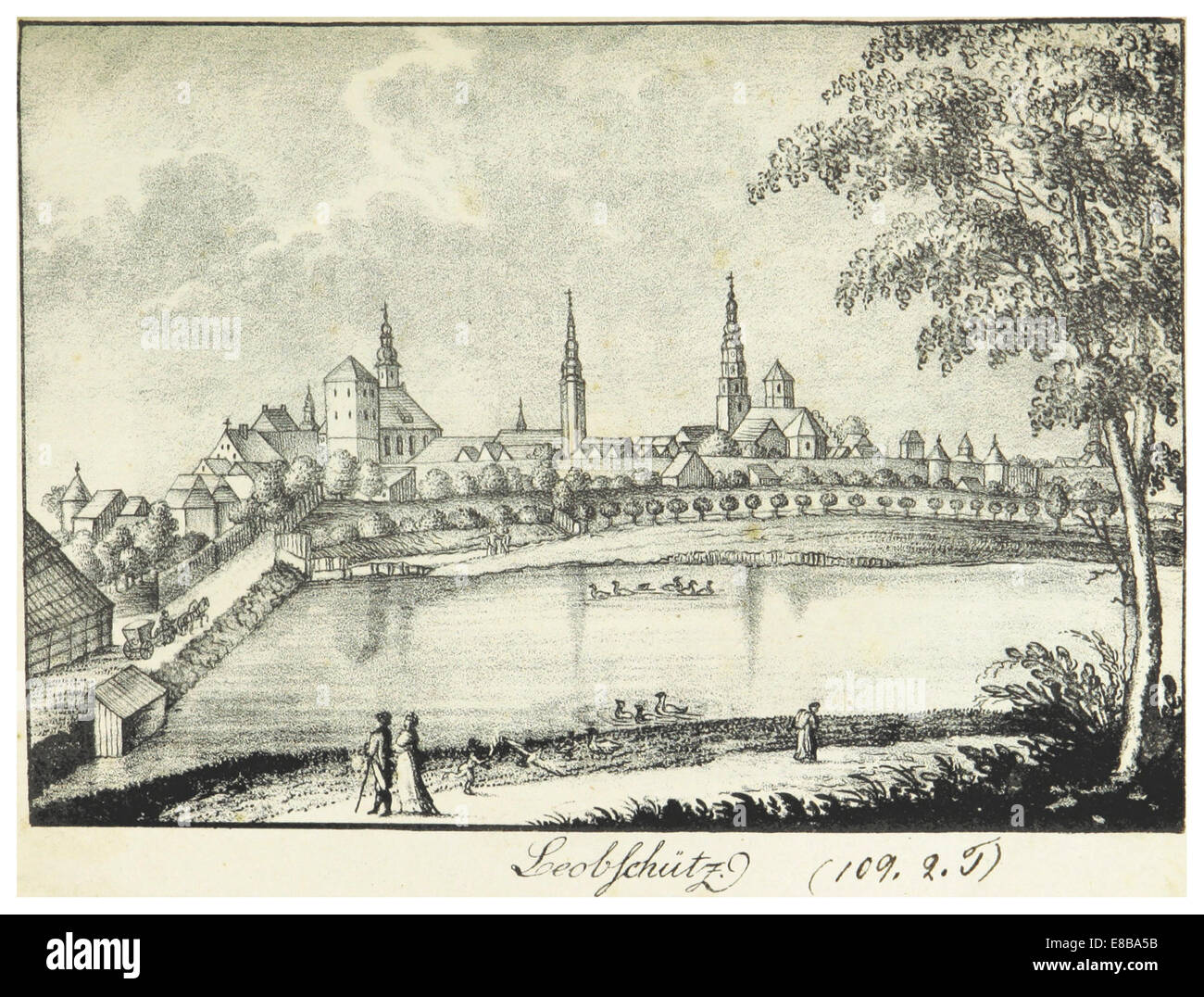 FISCHER, STUCKART(1819) Schlesien p058 - LeobschC3BCtz Stock Photo - Alamy