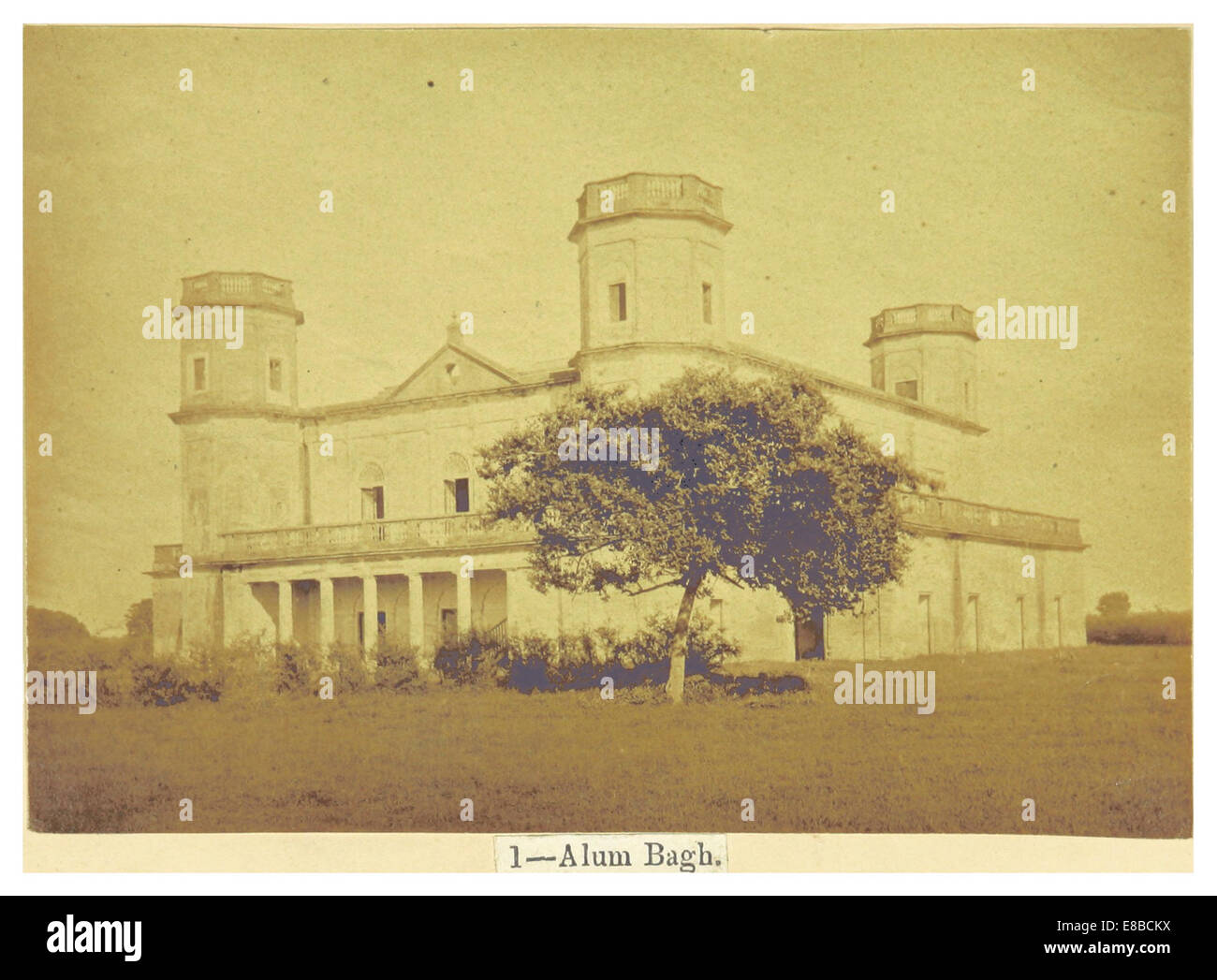 An illustration from the *Lucknow Album* depicting the Alum Bagh, a ...