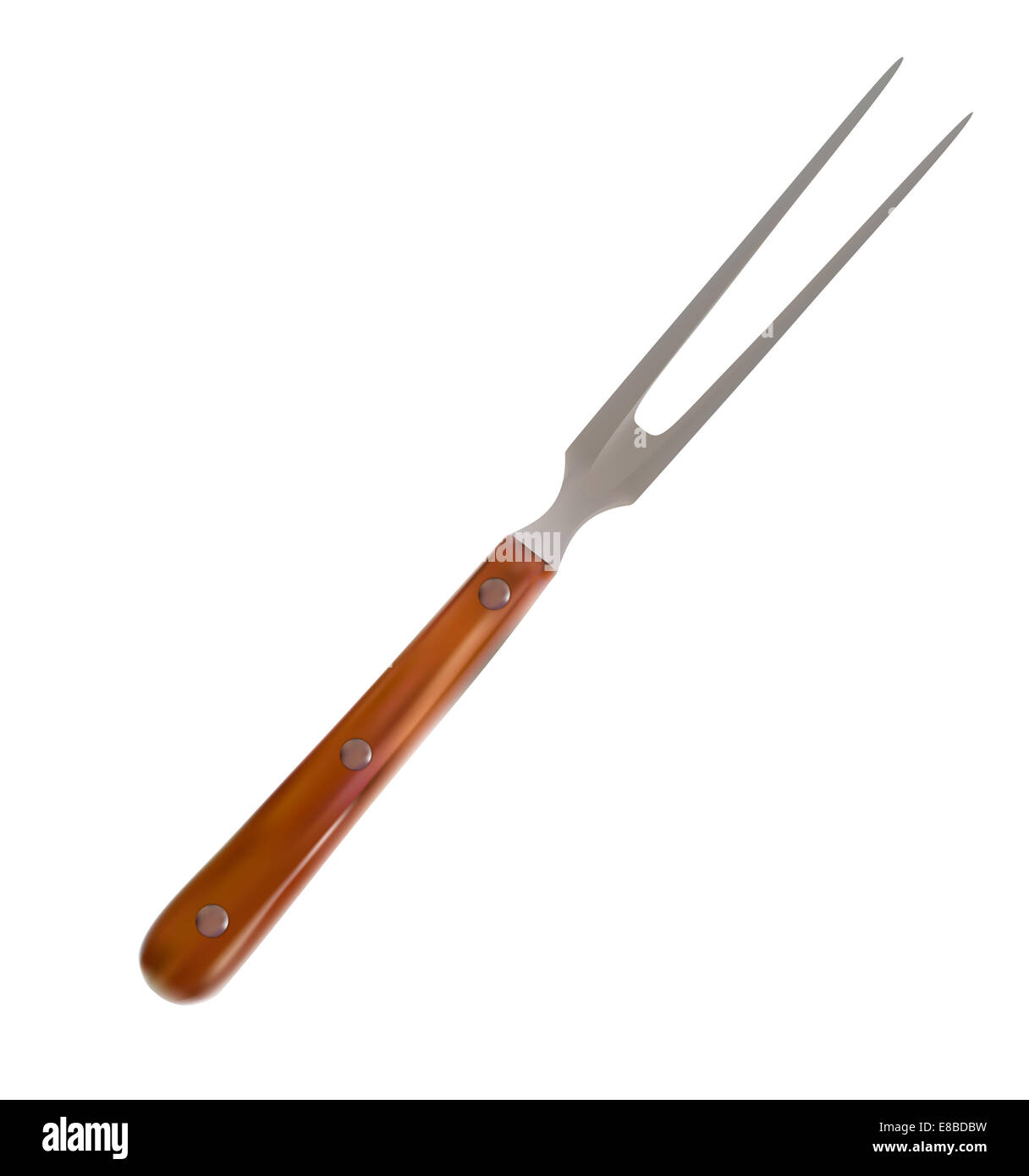 Large Fork with Wooden Handle on a White Background Vector Illus Stock ...