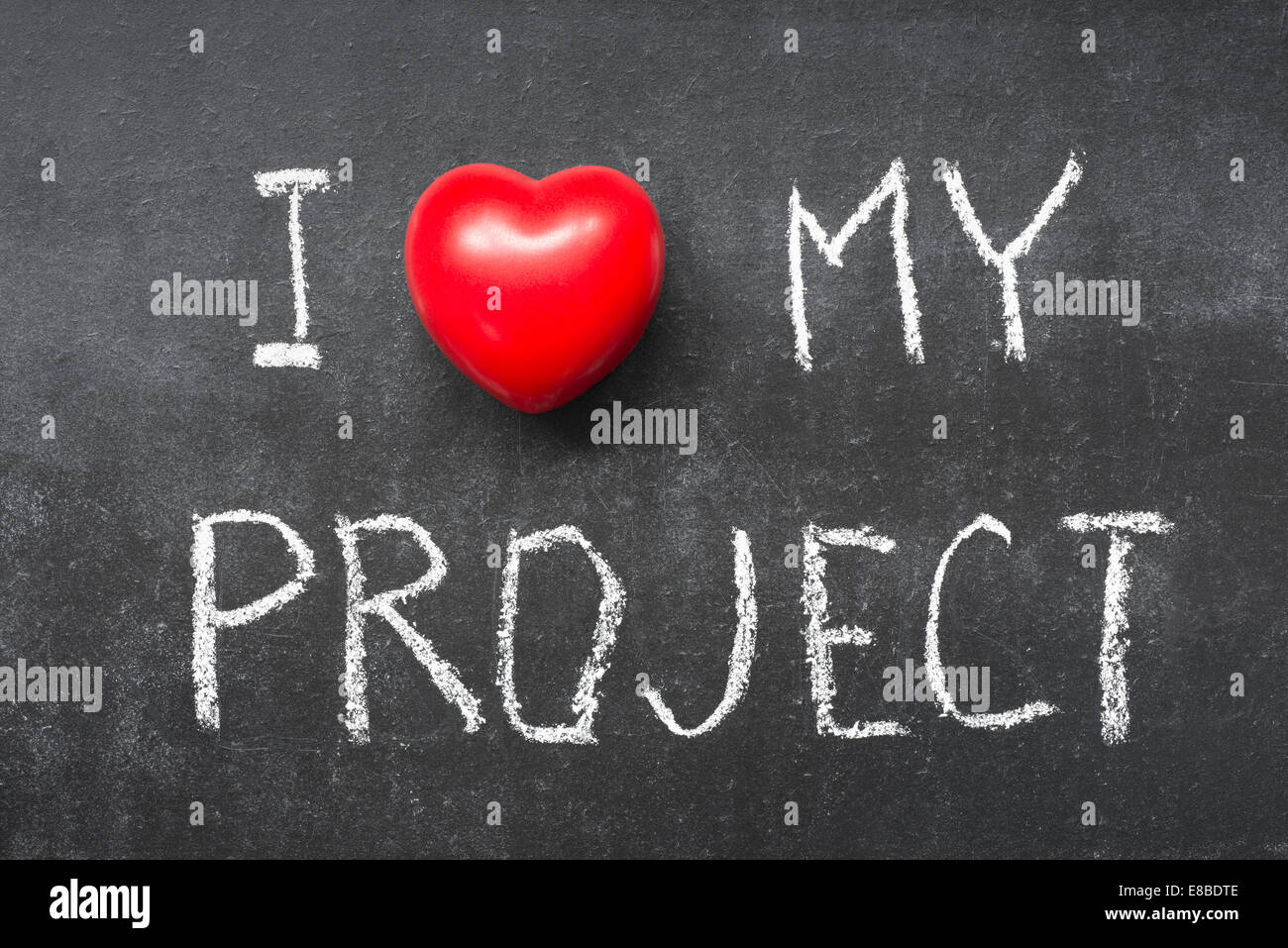 I love my project phrase handwritten on school blackboard Stock Photo ...