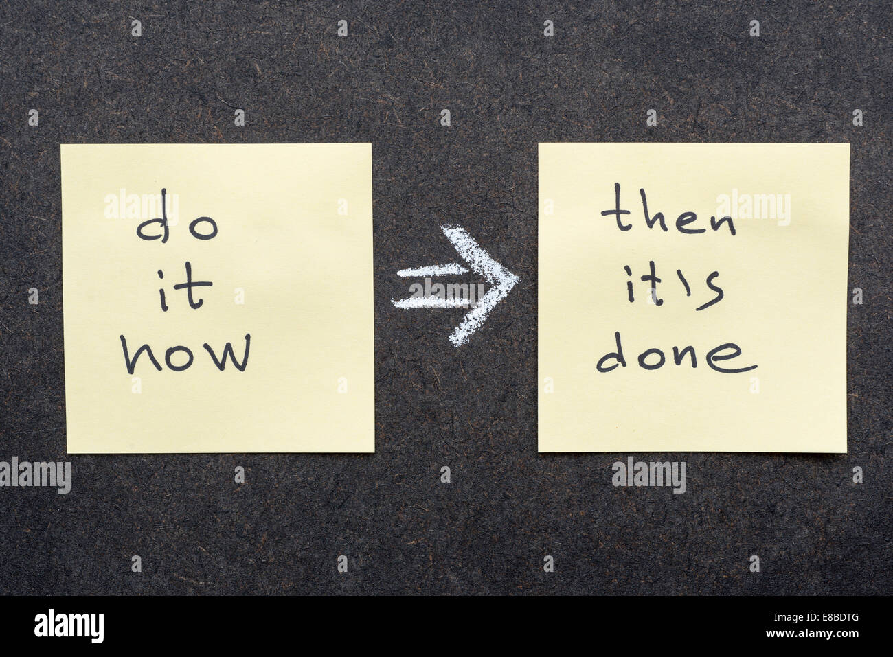 do it now then it's done rule handwritten on sticky notes Stock Photo ...