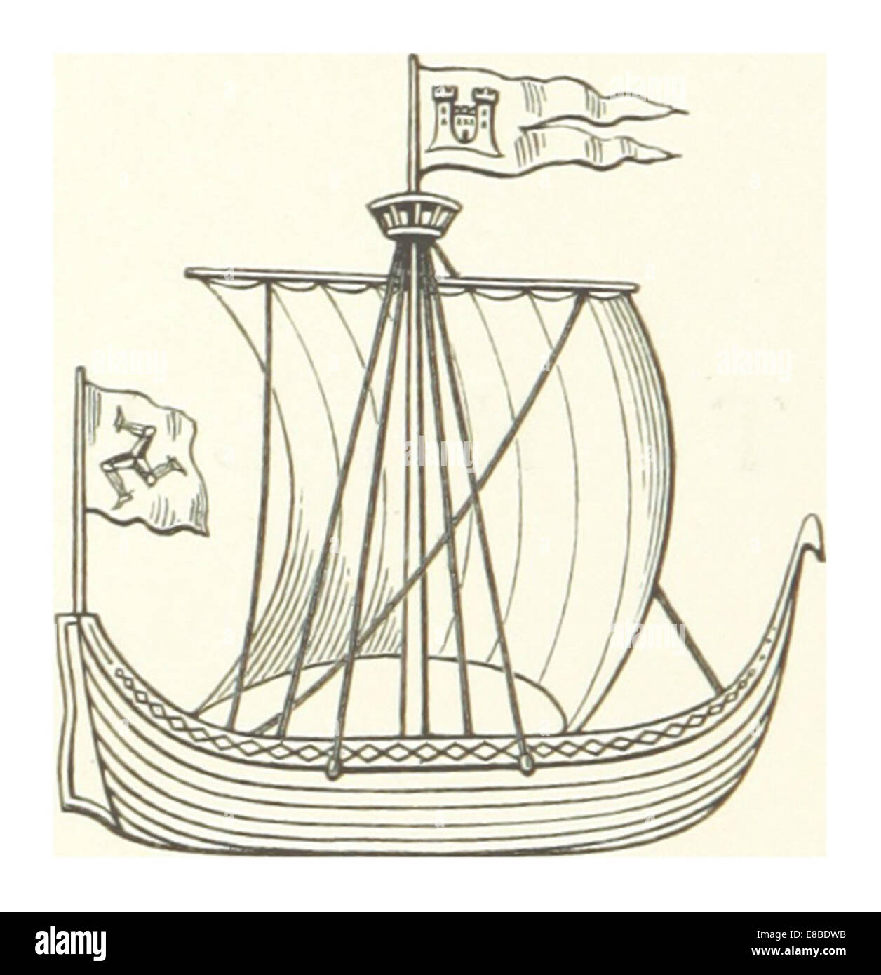 An 1878 illustration by Seton depicting a Lymphad, a type of historical ...