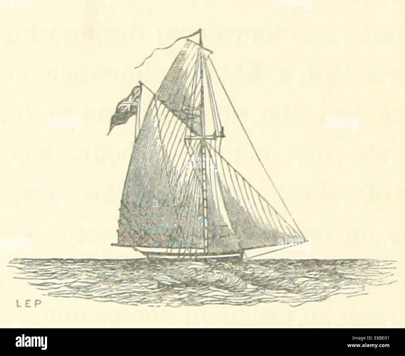 This 1850 illustration depicts the yacht Caprice, a well-known ship of ...
