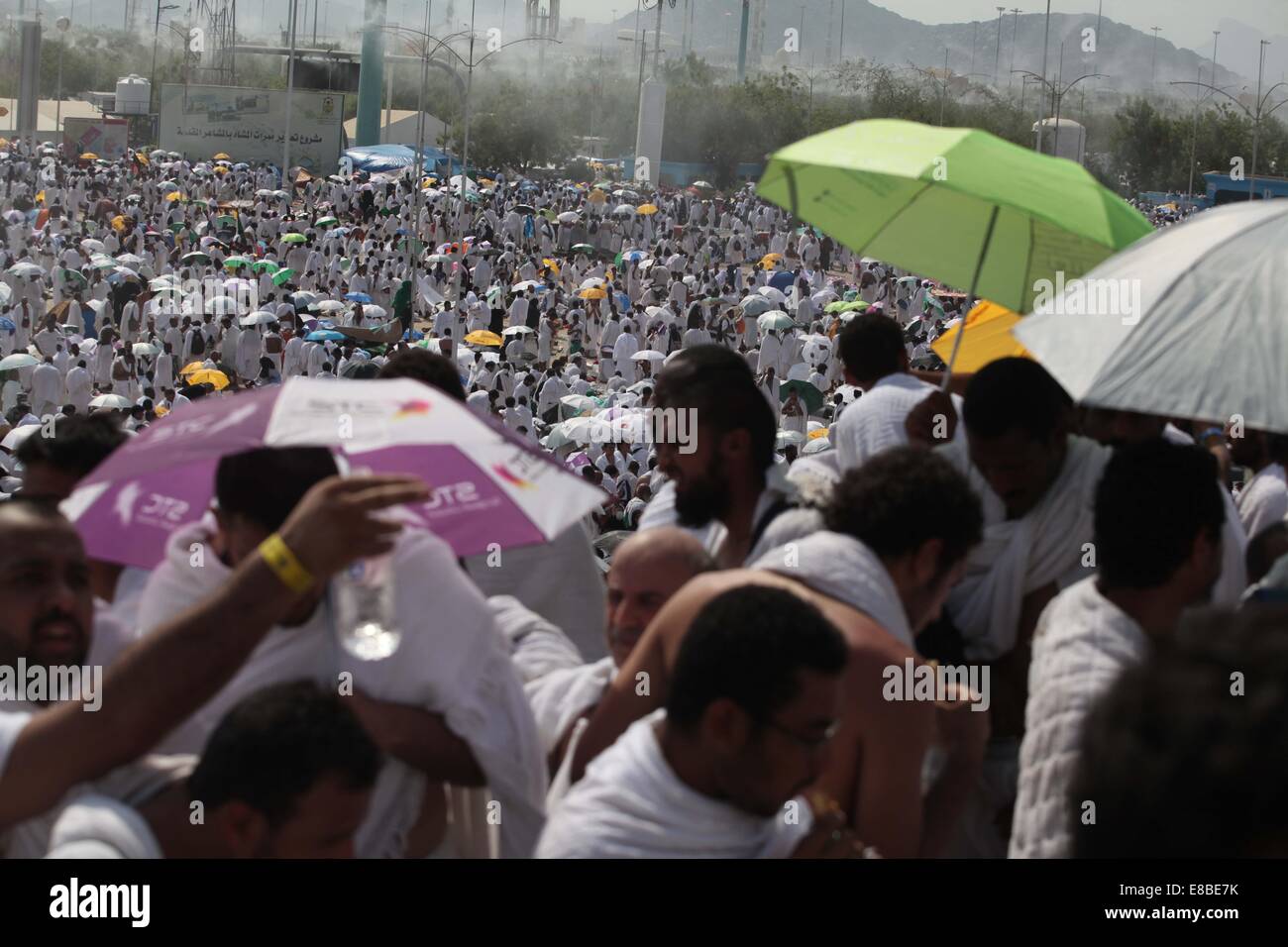 Mecca, Saudi Arabia. 3rd Oct, 2014. Muslim pilgrims walk as they leave ...